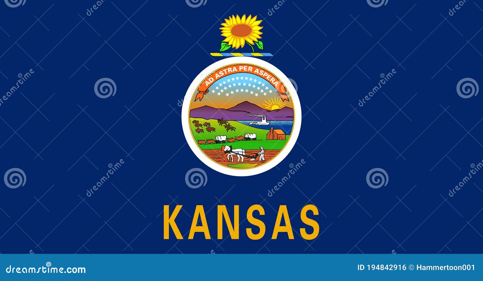 National Flag of Kansas. Vector Illustration Stock Vector ...