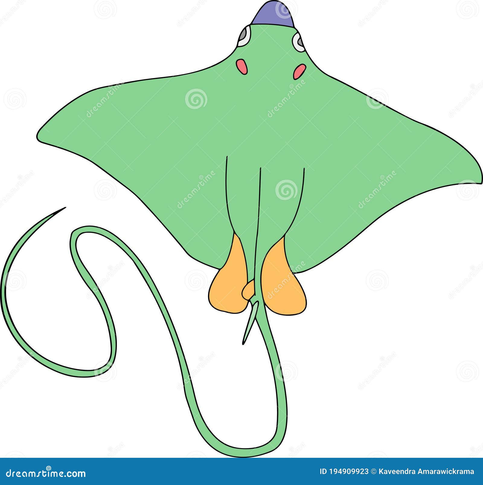 Ray Fish Illustration on White Stock Vector - Illustration of work ...