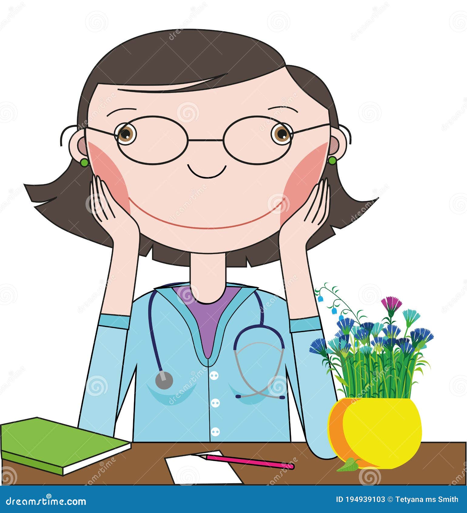 Flowers Kid Doctor Cartoon Expresion Set | CartoonDealer.com #73297145
