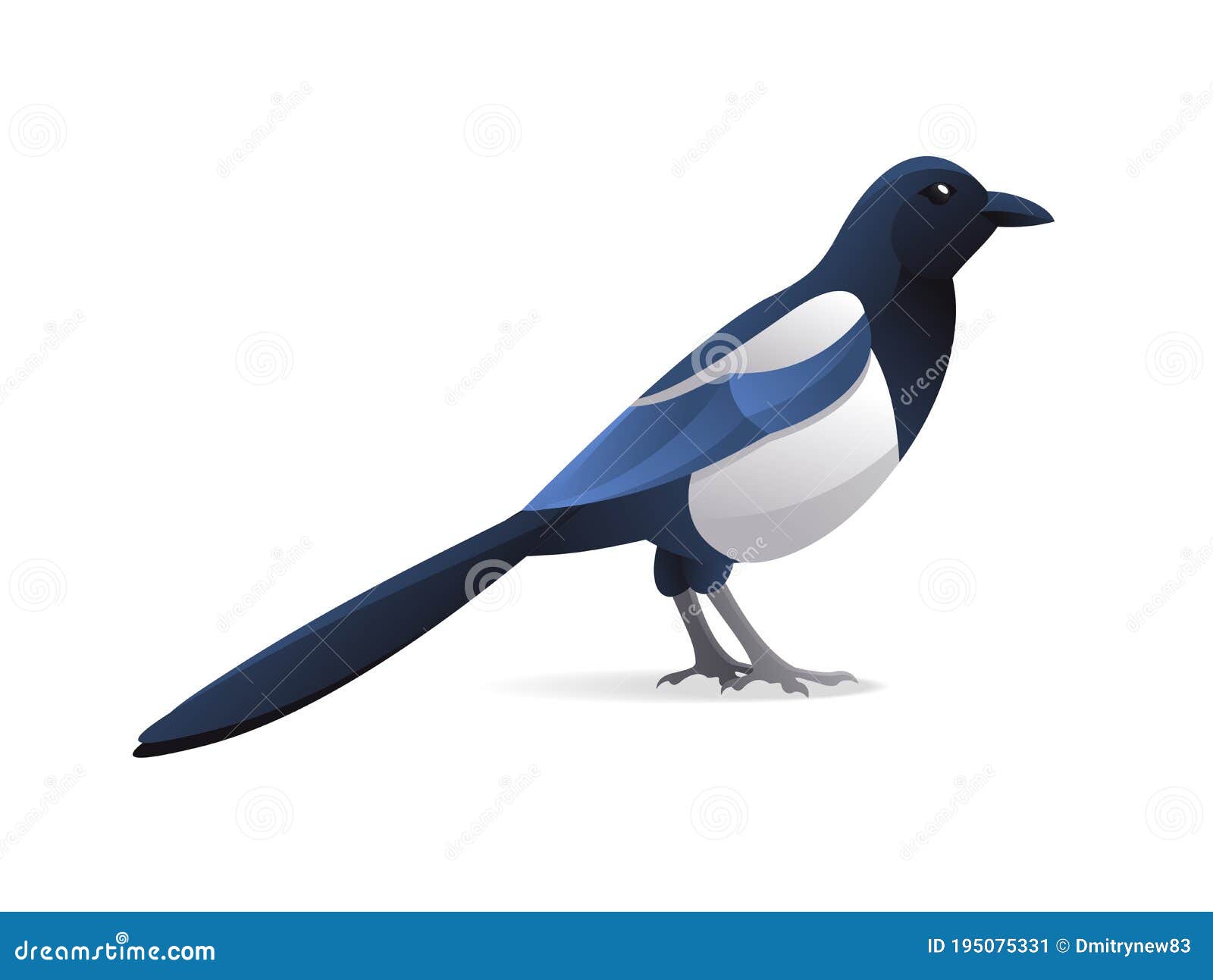 Magpie in Modern Cartoon Style Stock Vector - Illustration of isolated ...