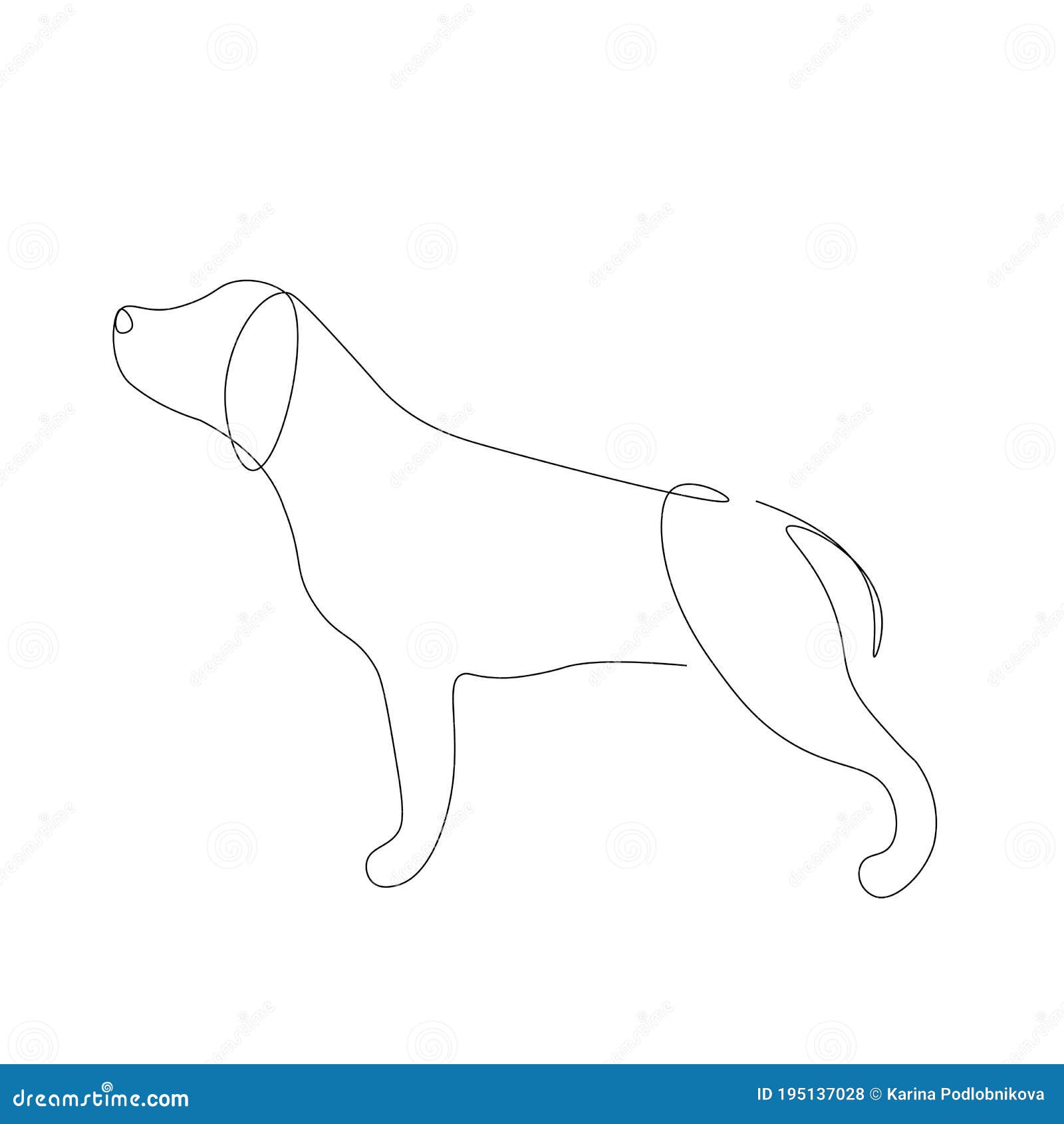 Ute Dog on White Background Line Draw Stock Illustration - Illustration ...