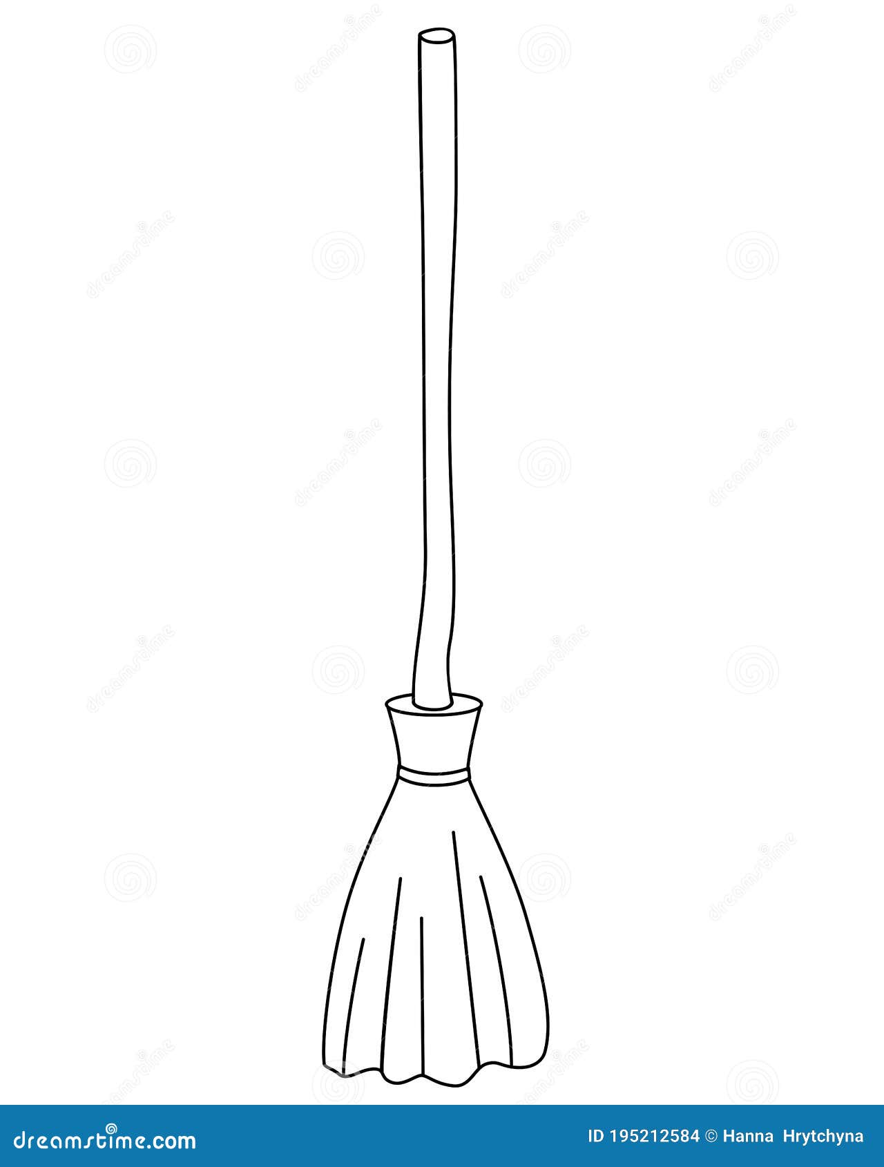 Broom - Vector Linear Picture for Coloring. the Witch`s Broom is an ...