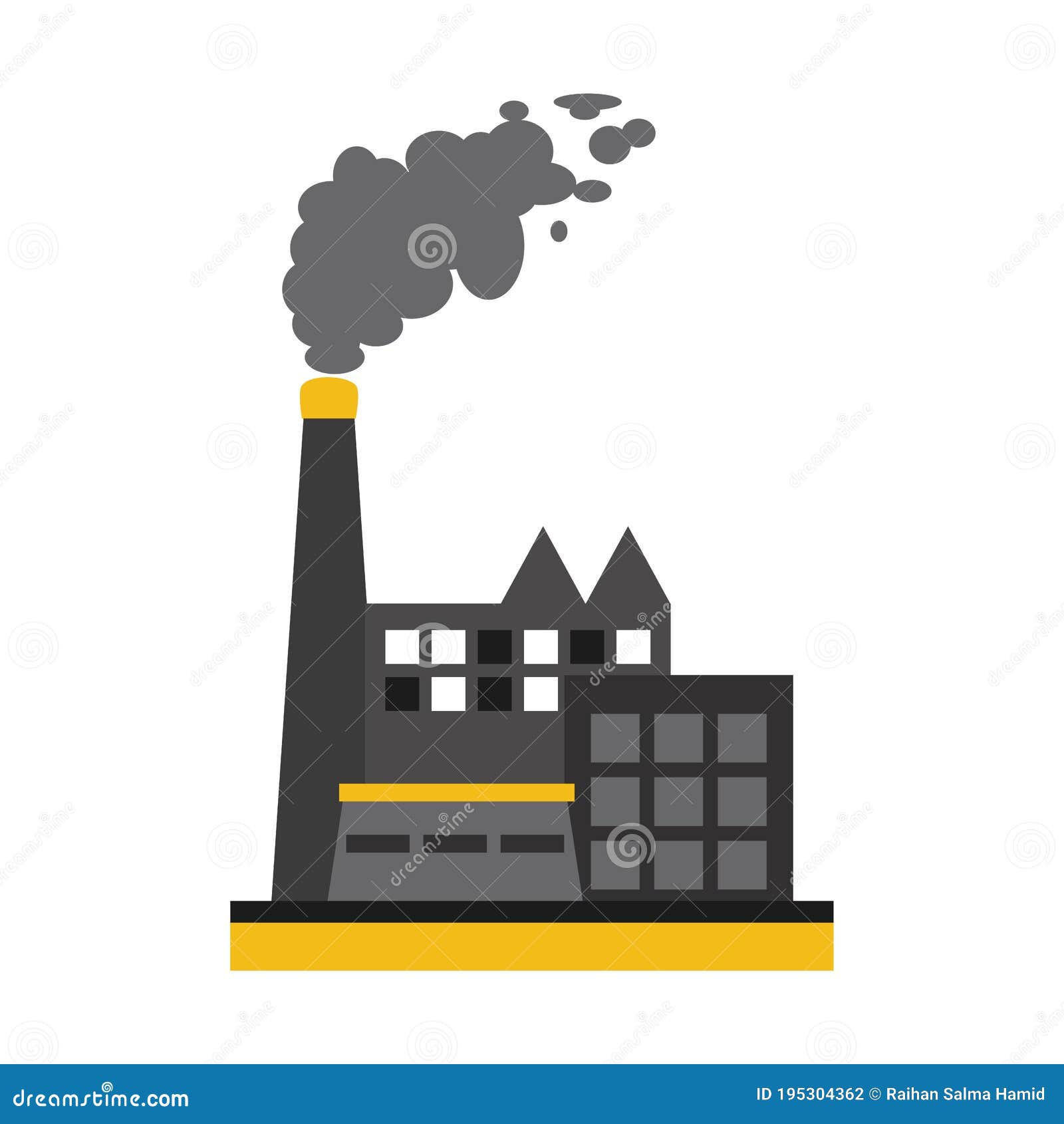 Factory Vector Illustration with Smoke Stock Vector - Illustration of ...