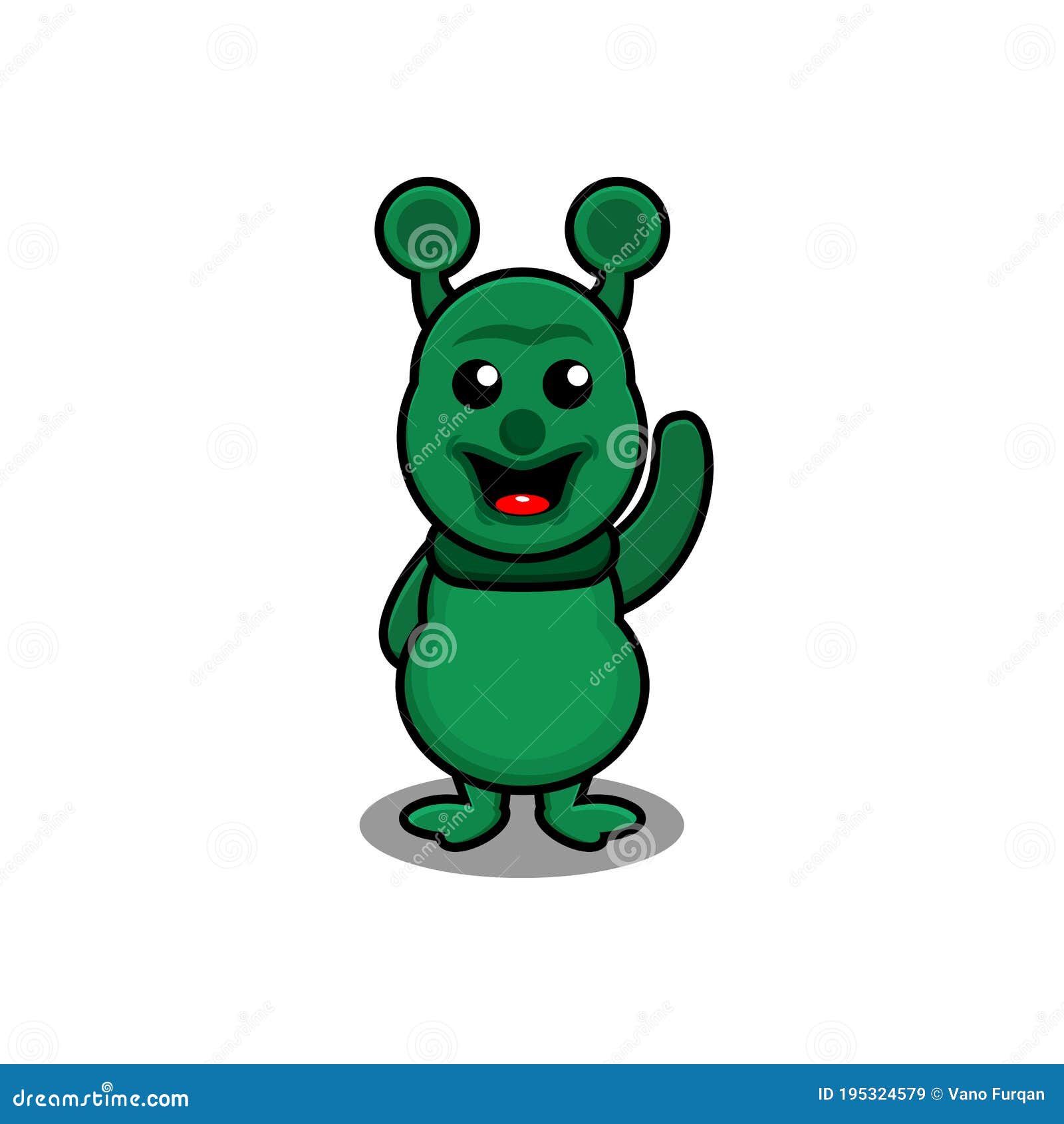 Cute Green Monster Smiling Character Vector Design Stock Vector ...