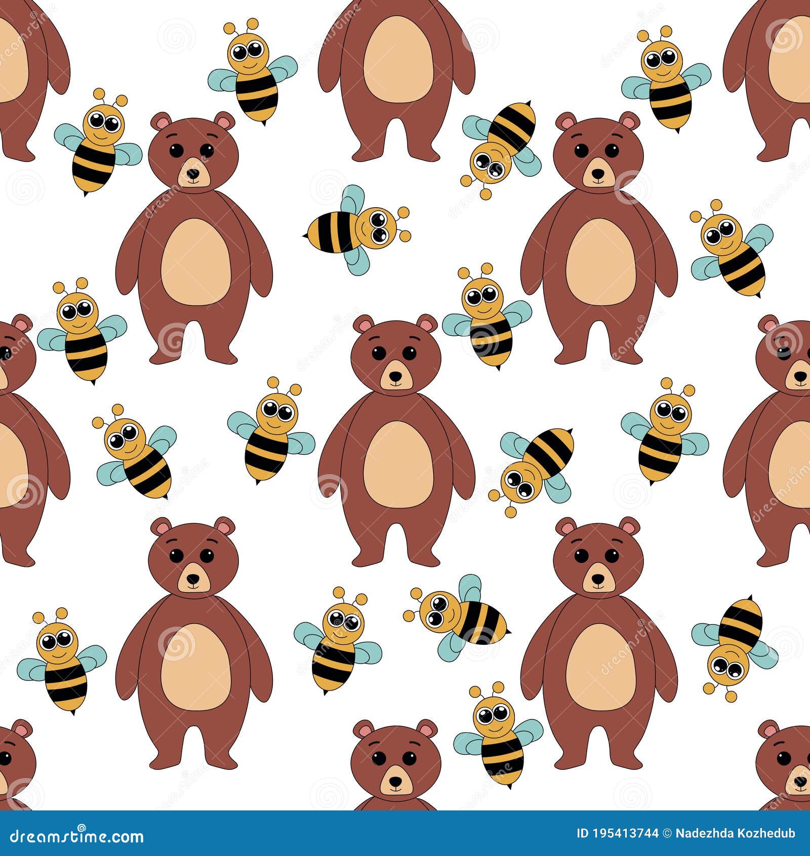 Set of Cute Bee and Bear. Colored Trendy Vector Illustration Stock ...