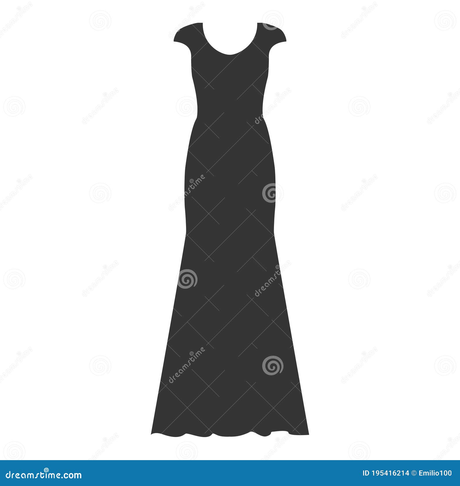 Long Black Dress, Vector Illustration Stock Vector - Illustration of ...