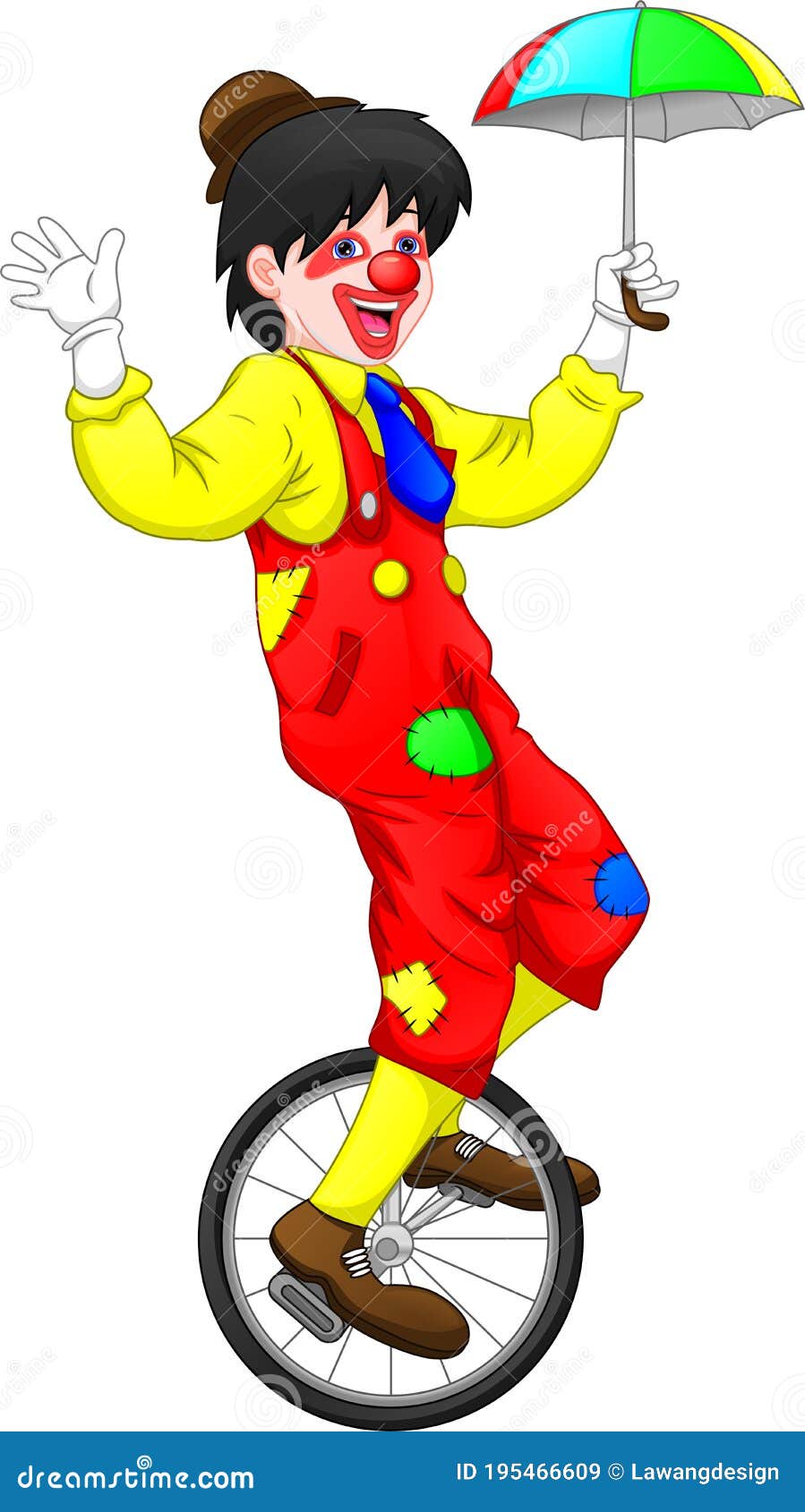 Cartoon Clown Riding One Wheel Bike Stock Vector - Illustration of ...