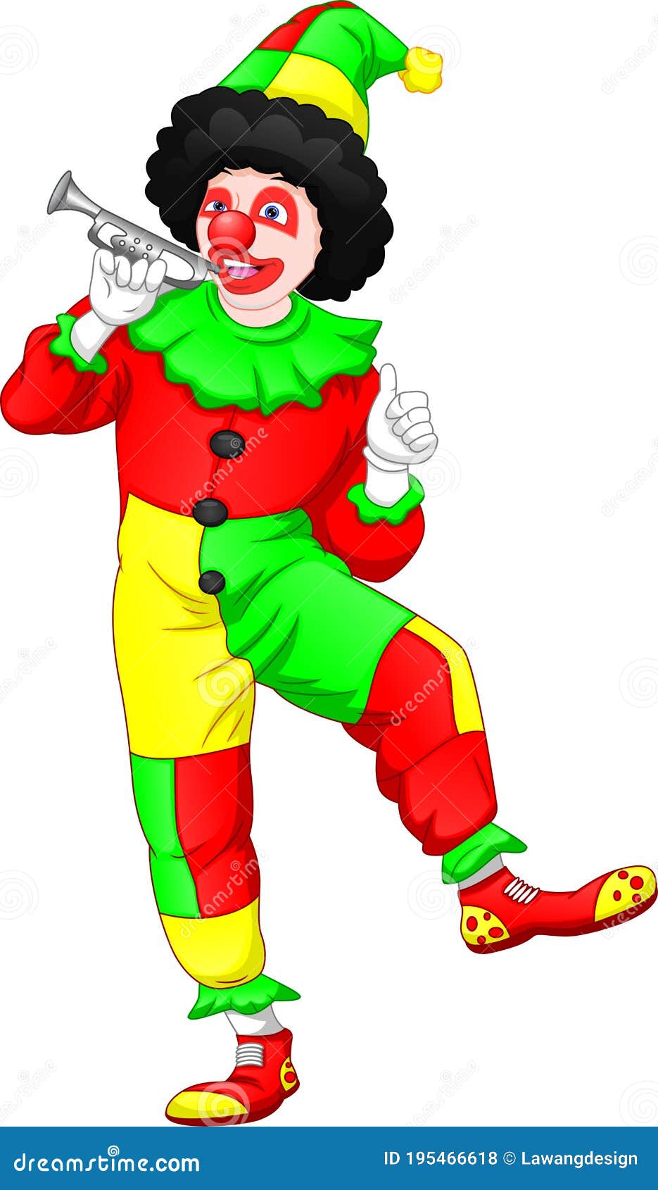 Clown With Trumpet Cartoon Vector Illustration | CartoonDealer.com ...