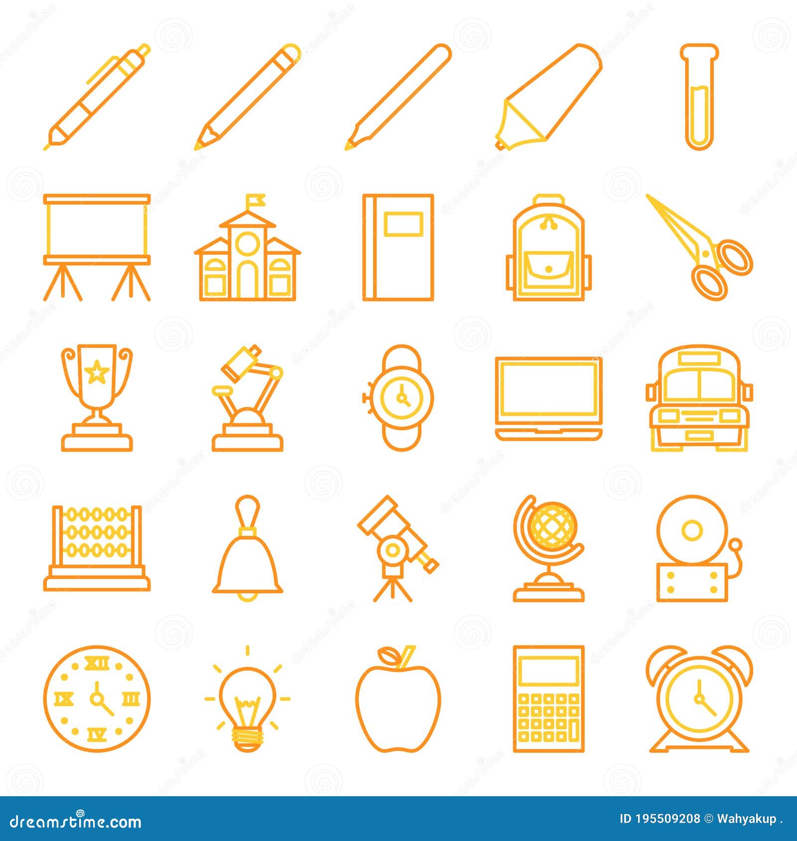 Education Icons Set with Line Color Style Design. Two Color Stock ...