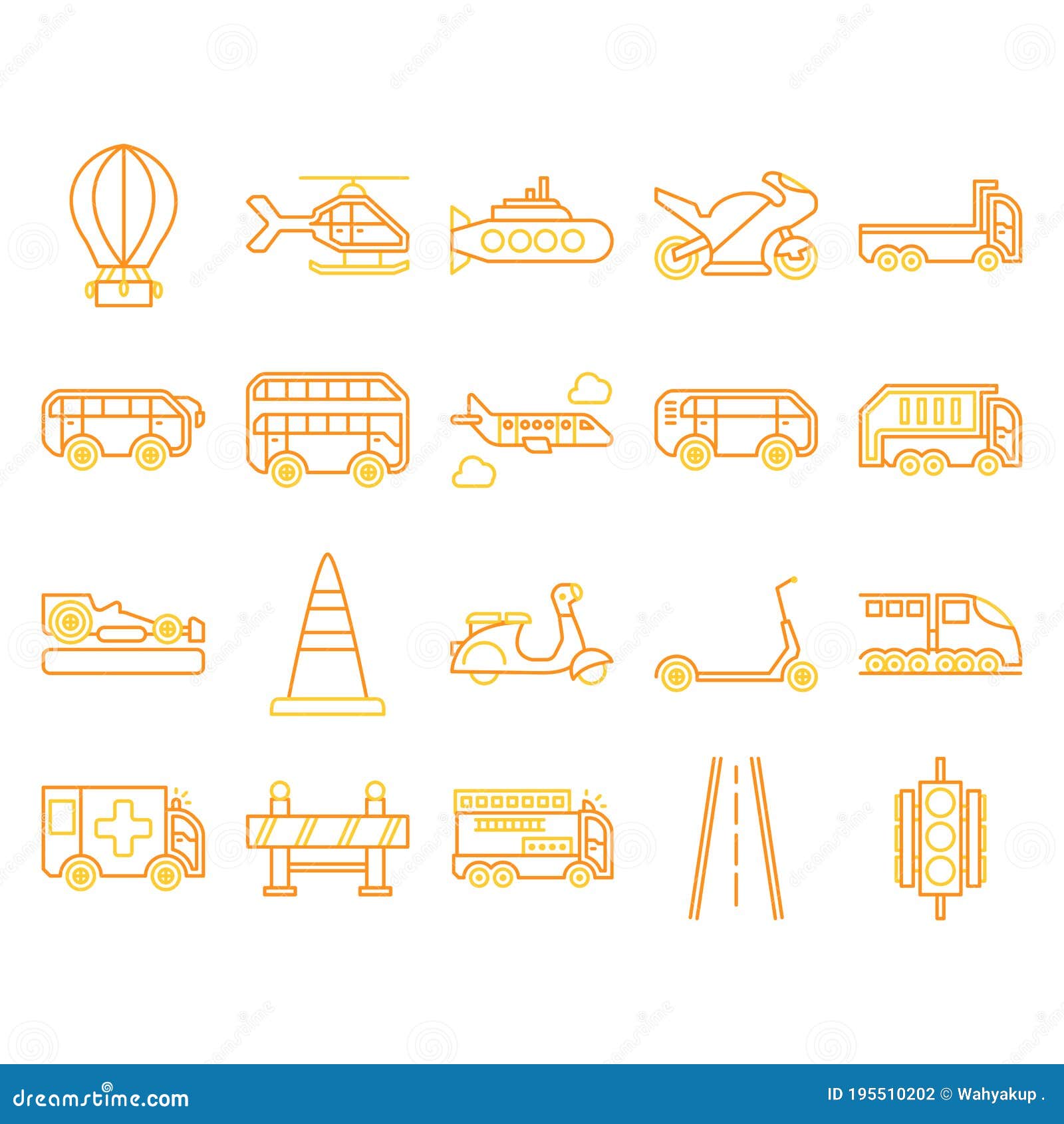 Transportation Icons Line Two Color, Vector Color Orange Stock Vector ...