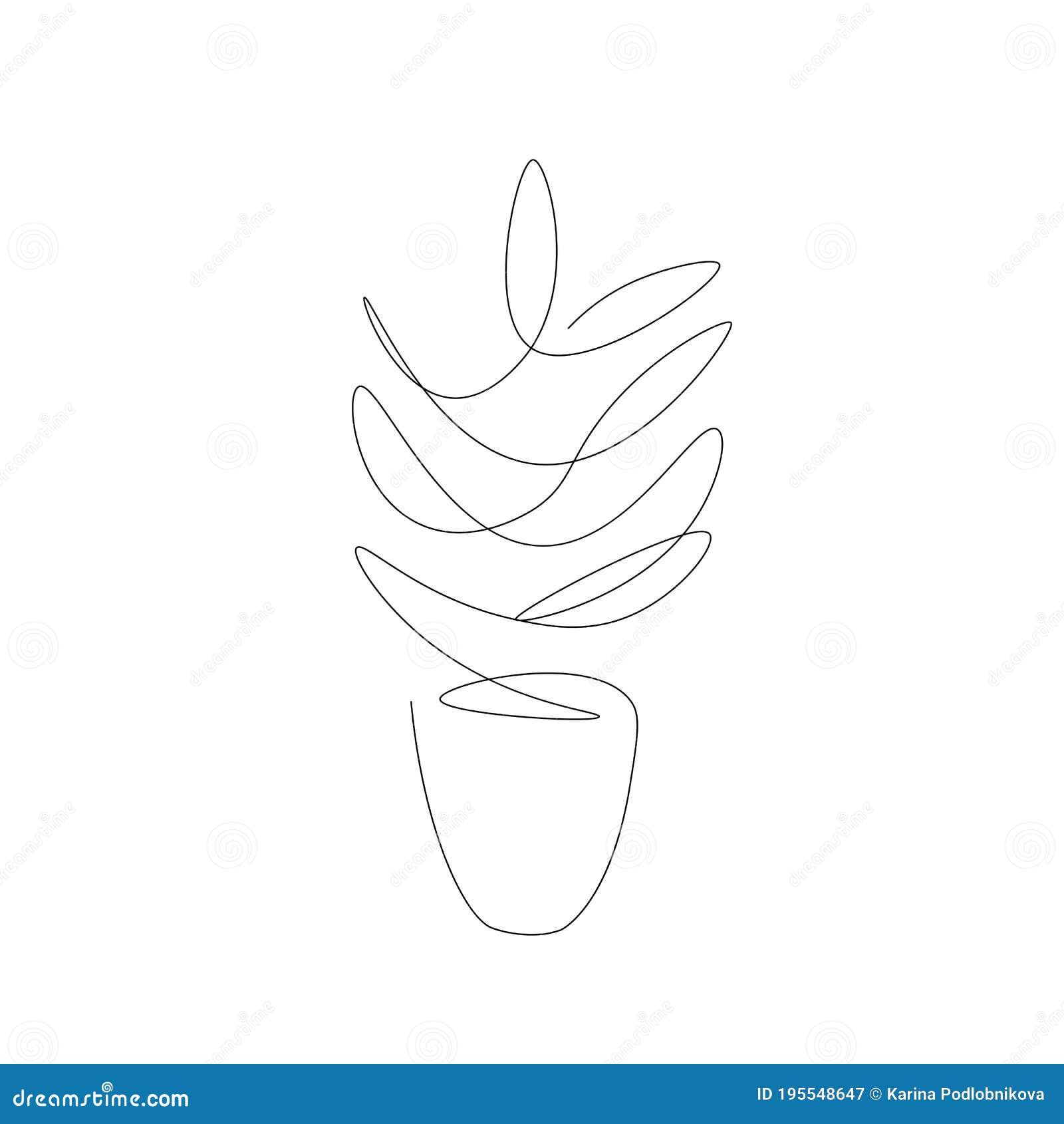 Plants in Pot Line Draw, Vector Illustration Stock Illustration ...