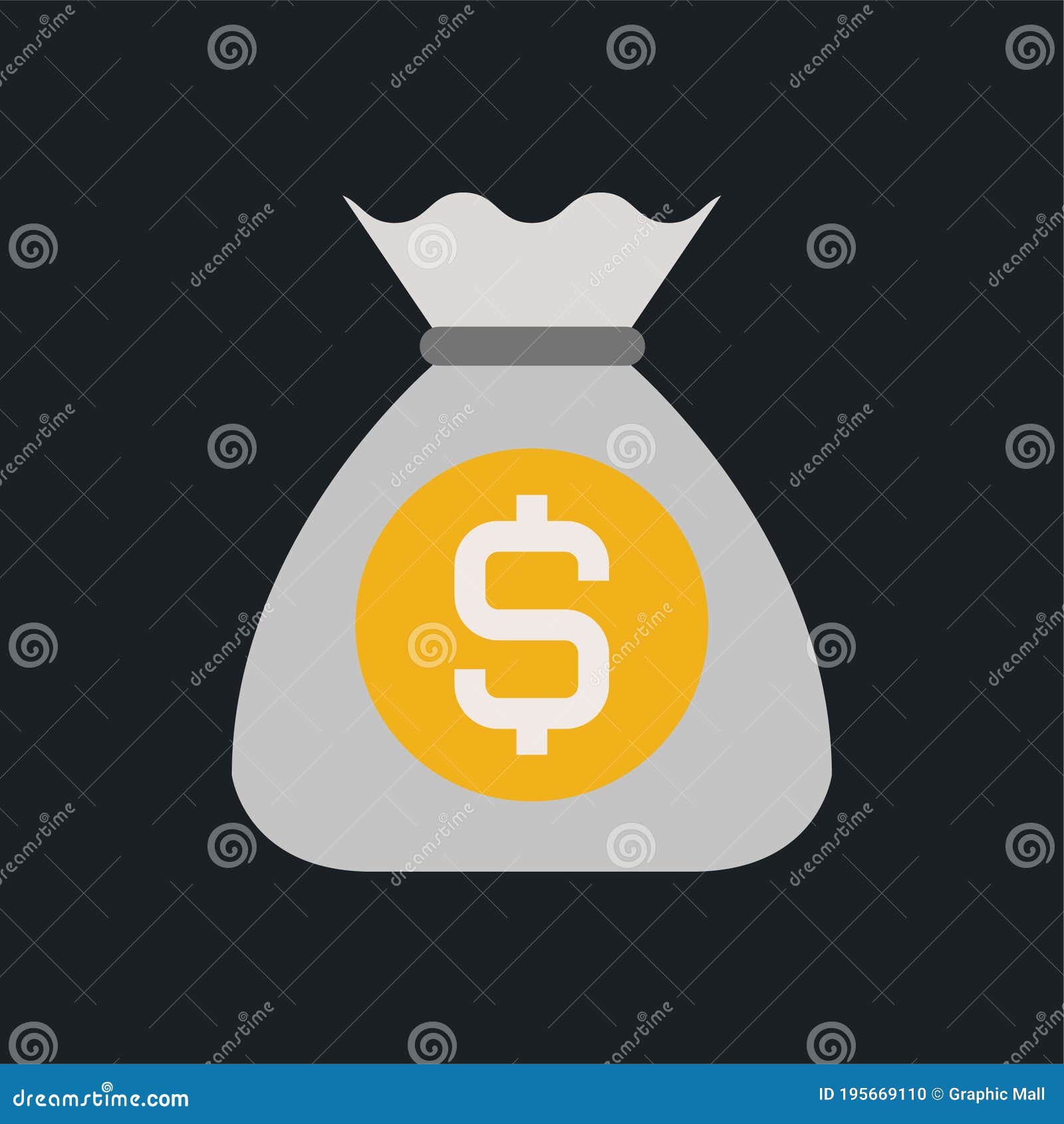 Money Bag - Flat Color Image. Stock Vector - Illustration of color ...
