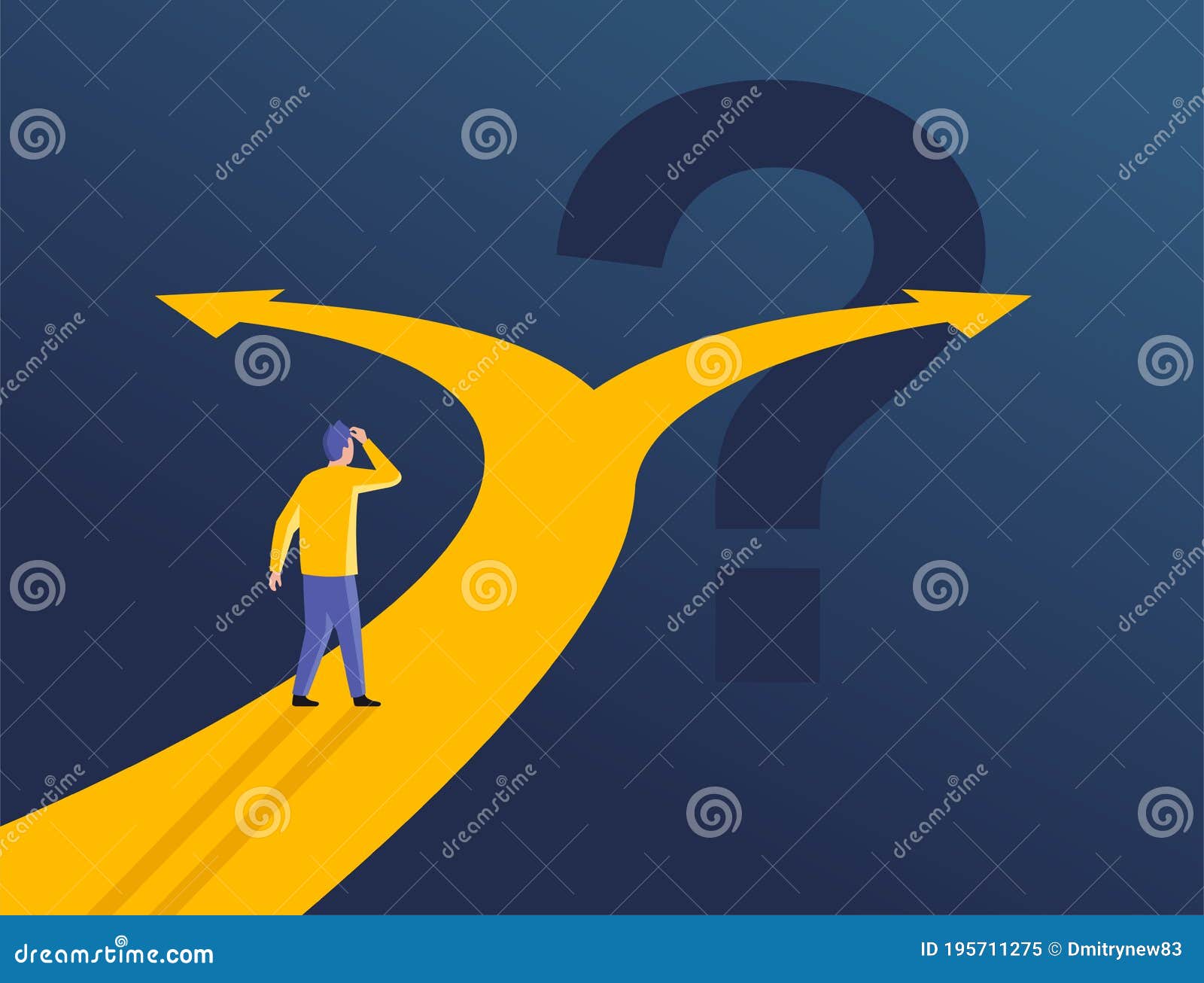 Confused Man at Crossroads before Important Choice Stock Vector ...