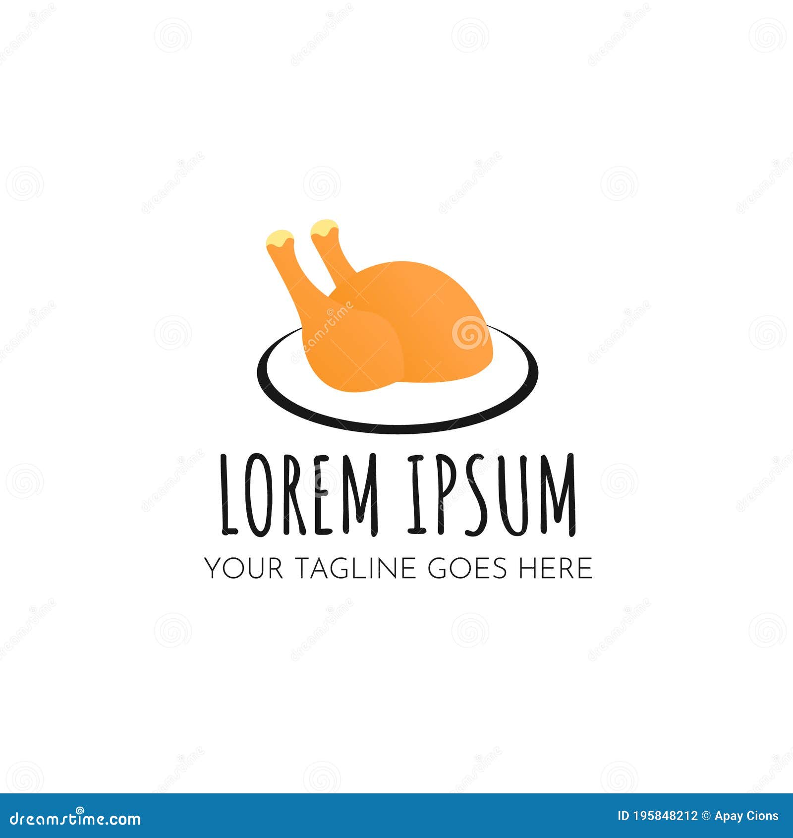 Chicken Serve Logo Ilustration, Chicken Plat Vector Logo Stock Vector ...