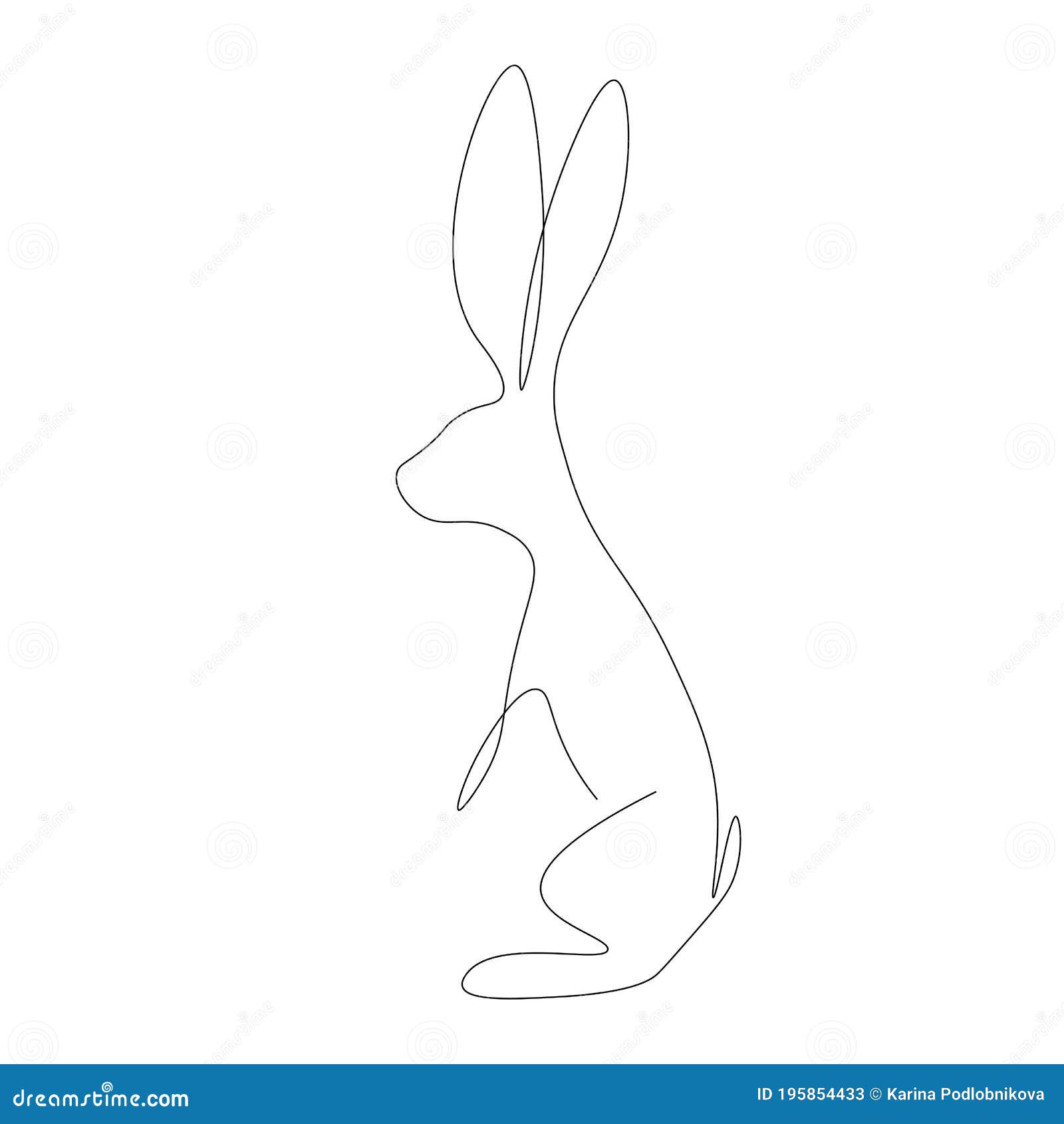 Bunny Line Drawing, Animal on White Stock Illustration - Illustration ...