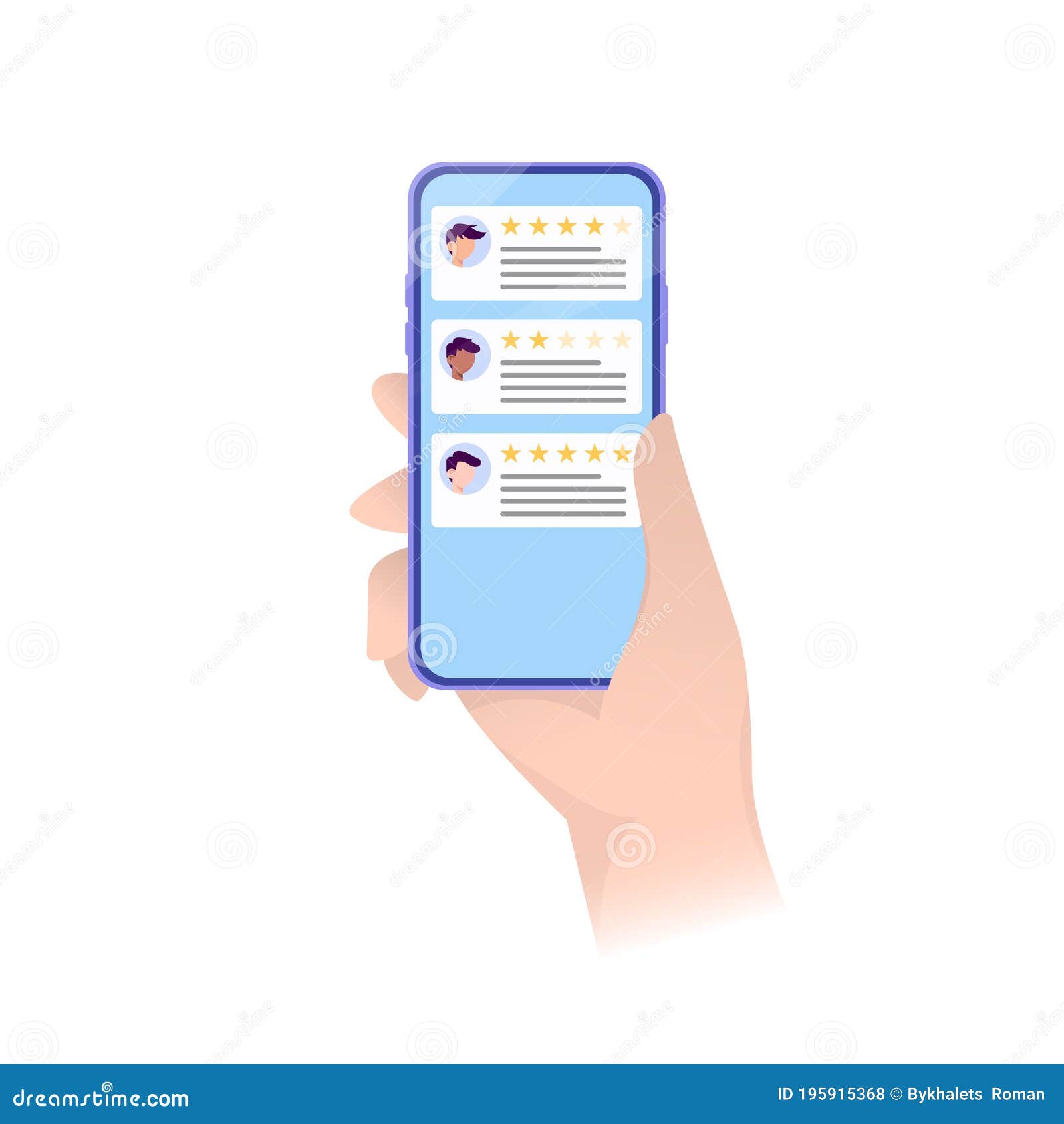 Smartphone Rating in Modern Style.Concept of Testimonials Notifications ...