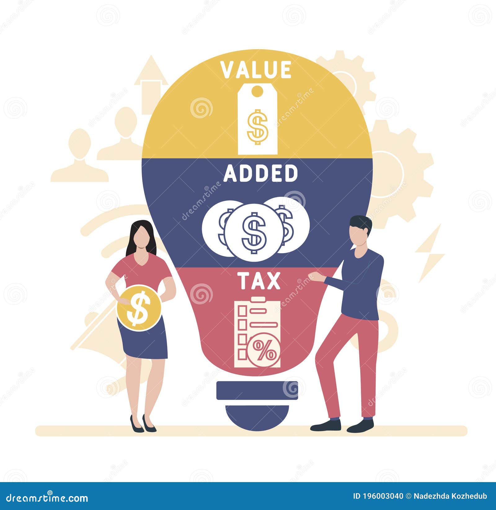 Flat Design with People. VAT - Value Added Tax. Business Concept ...