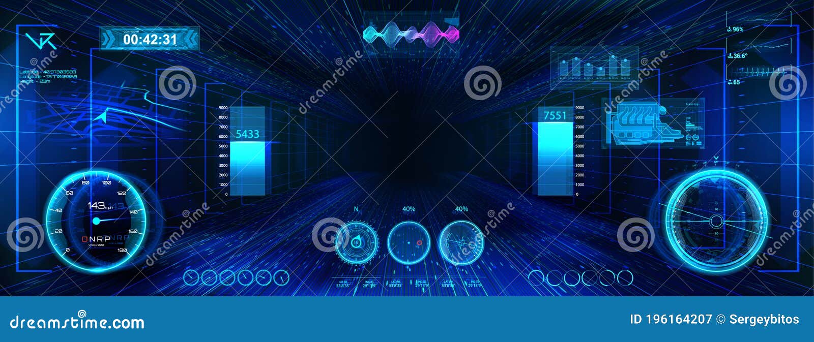 Virtual Reality Racing Game Screen Interface Template Stock ...