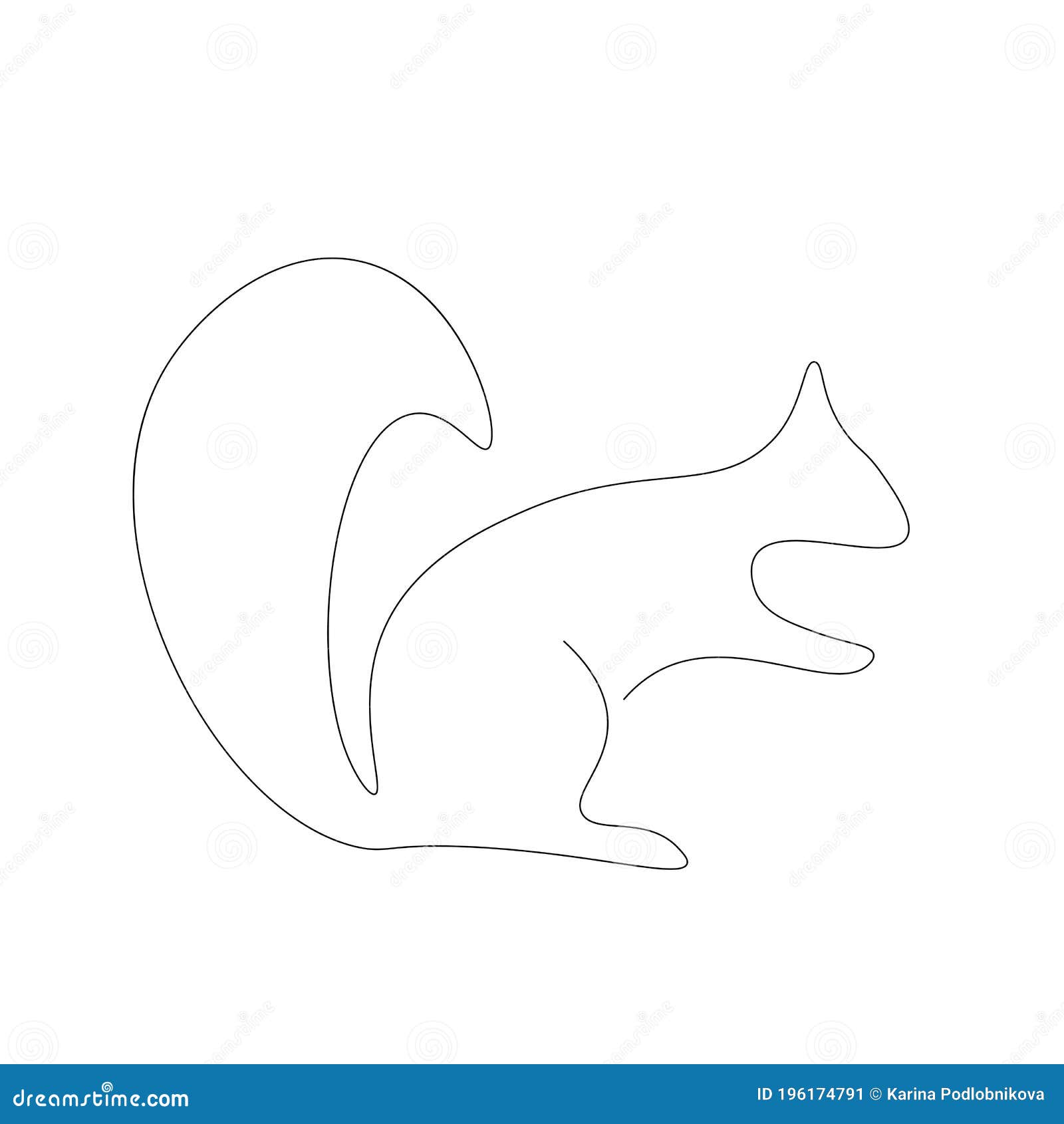 Squirrel Silhouette Animal One Line Draw Stock Illustration ...