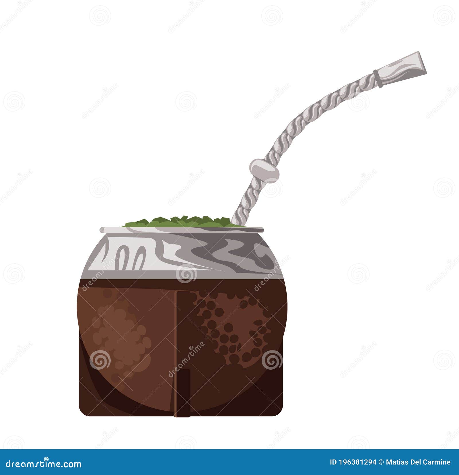 Yerba Mate Cup Isolated On White Background. Vector Cartoon ...