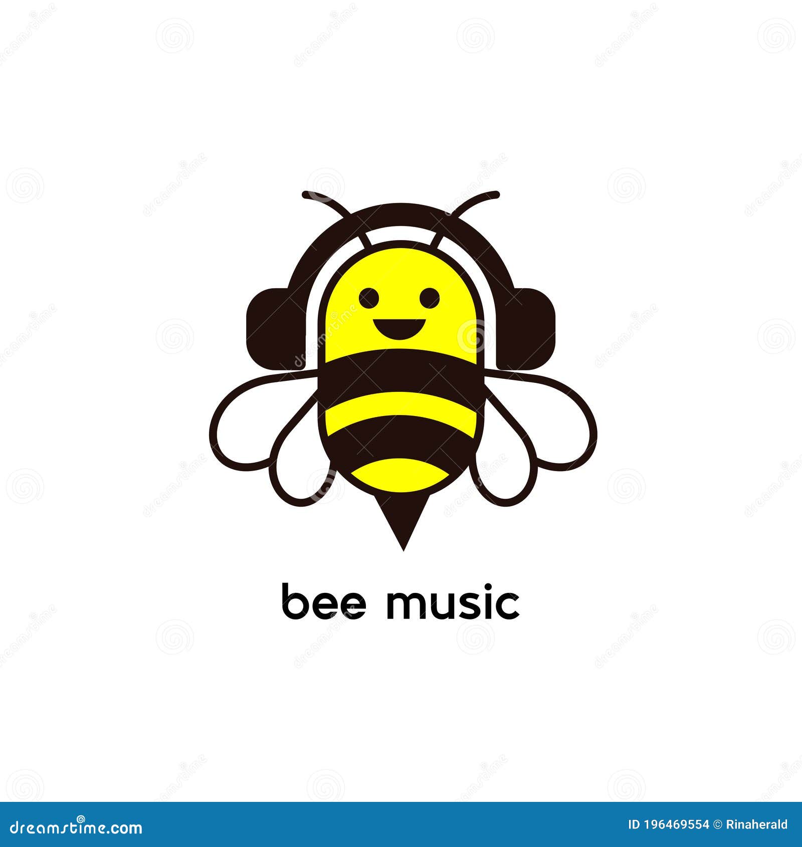 Podcast Honey Bee Bug Cute Character Wearing Headphone Stock Vector ...