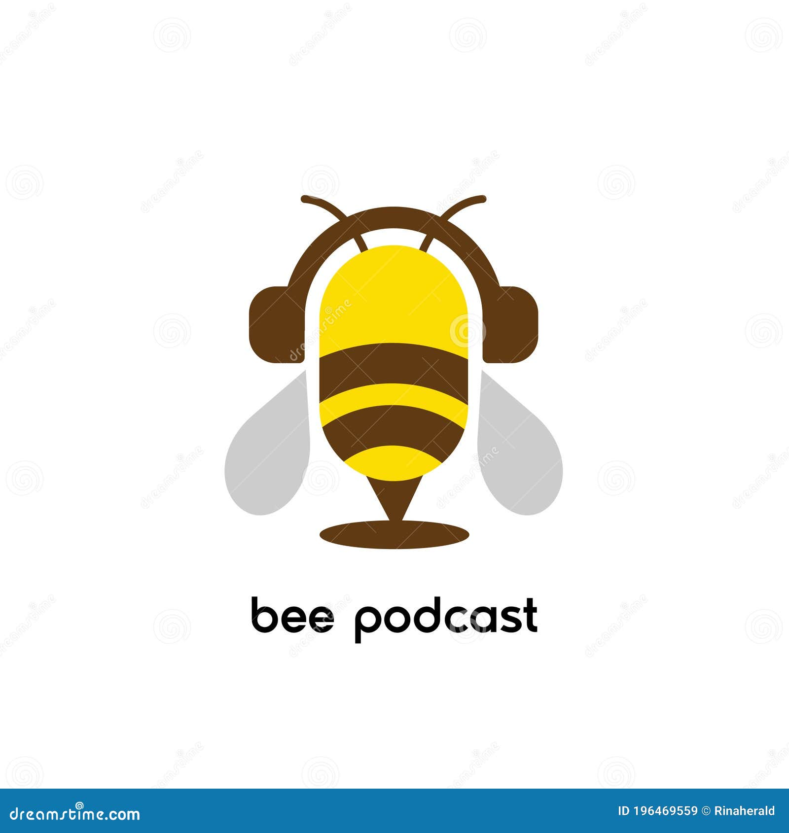 Podcast Honey Bee Bug Cute Character Wearing Headphone Stock Vector ...