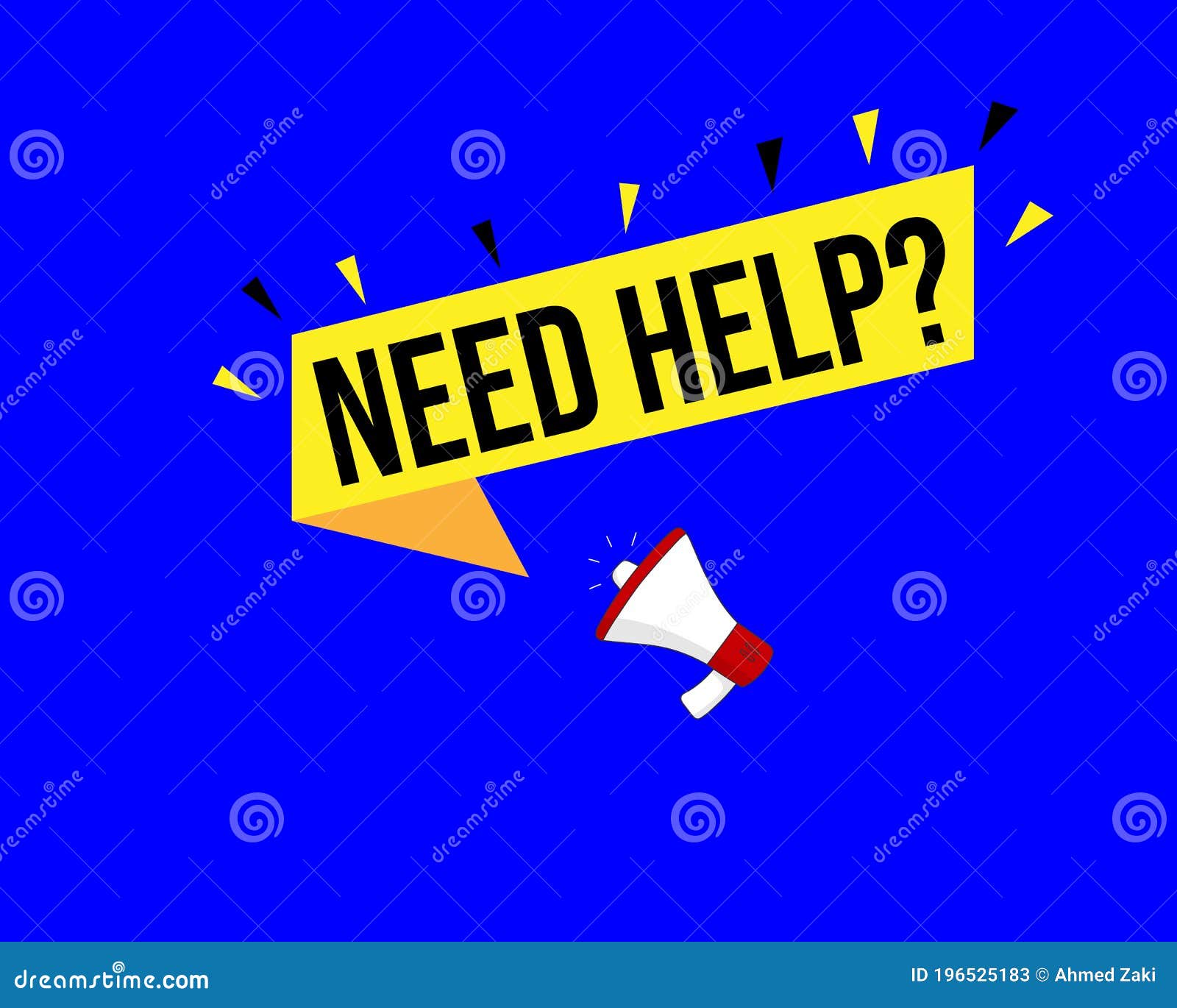 Need Help Speech Bubble with Loudspeaker Vector Illustration. Stock ...