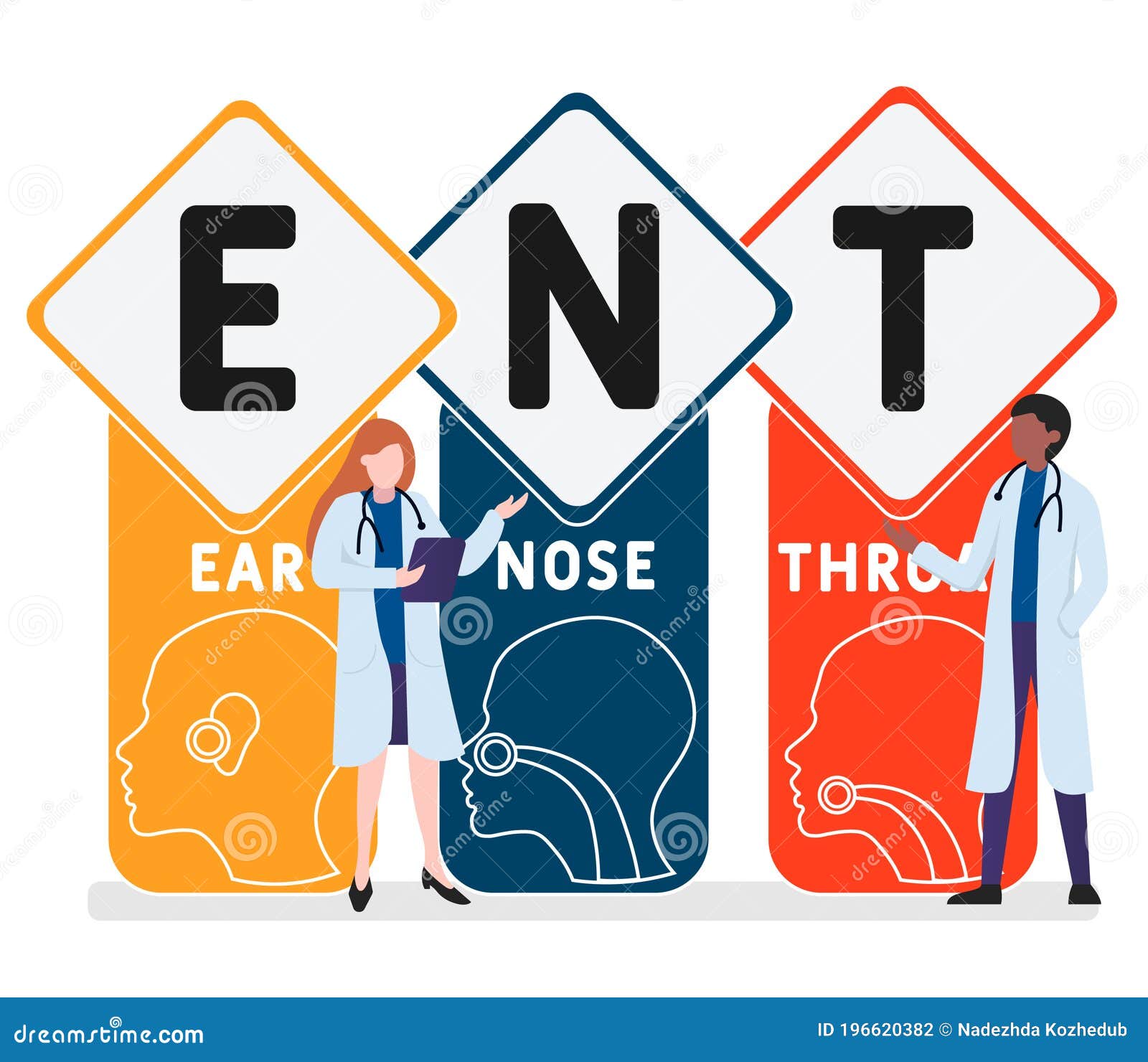 Flat Design with People. ENT - Ear Nose Throatacronym, Medical Concept ...