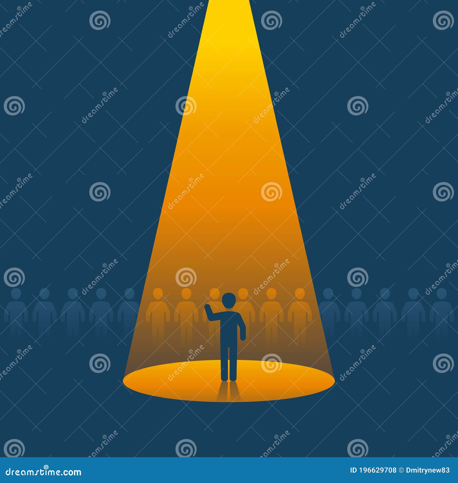 People Row with Spotlight Selected One Stock Vector - Illustration of ...