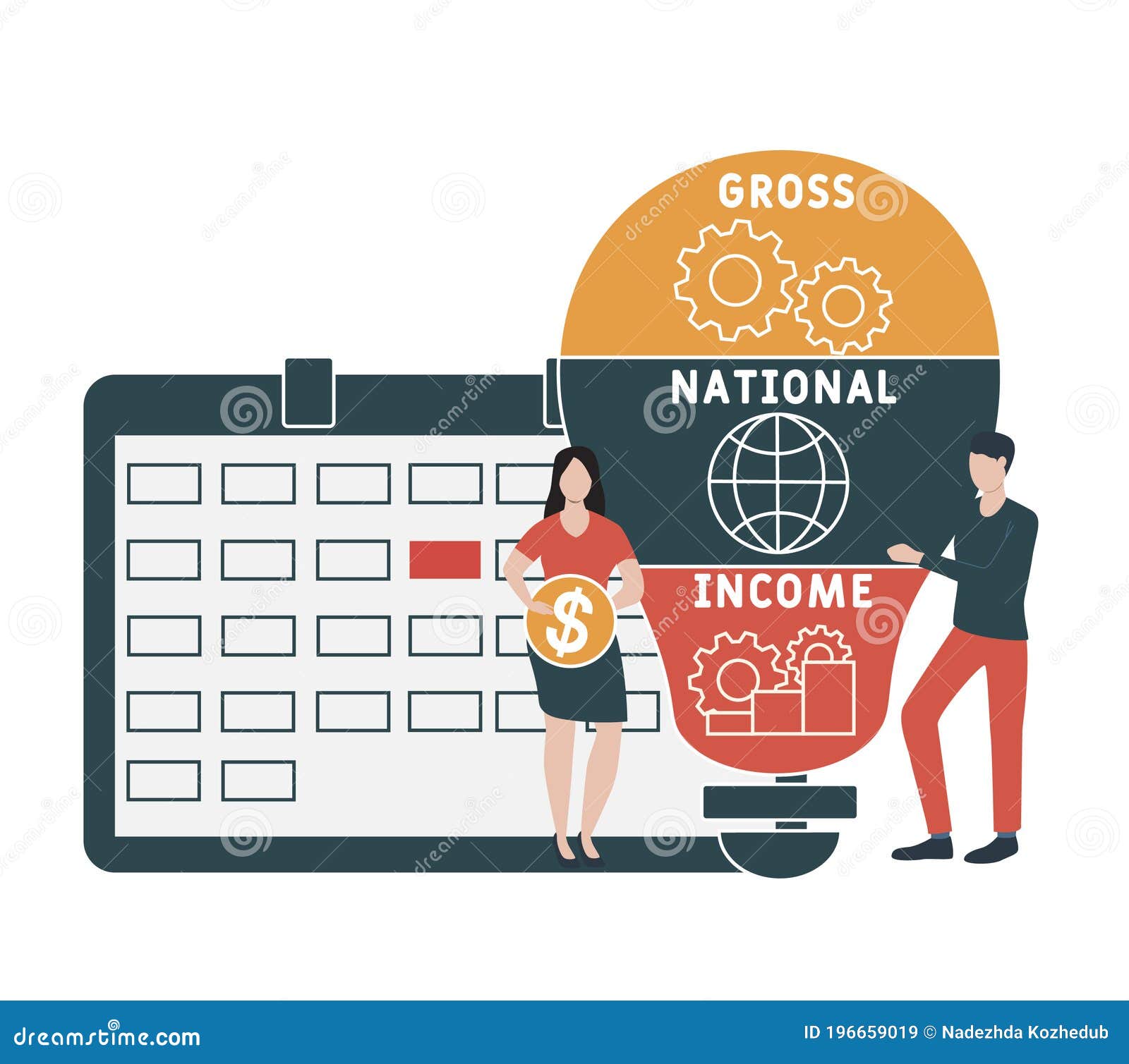 Flat Design with People. GNI - Gross National Income. Acronym Business ...