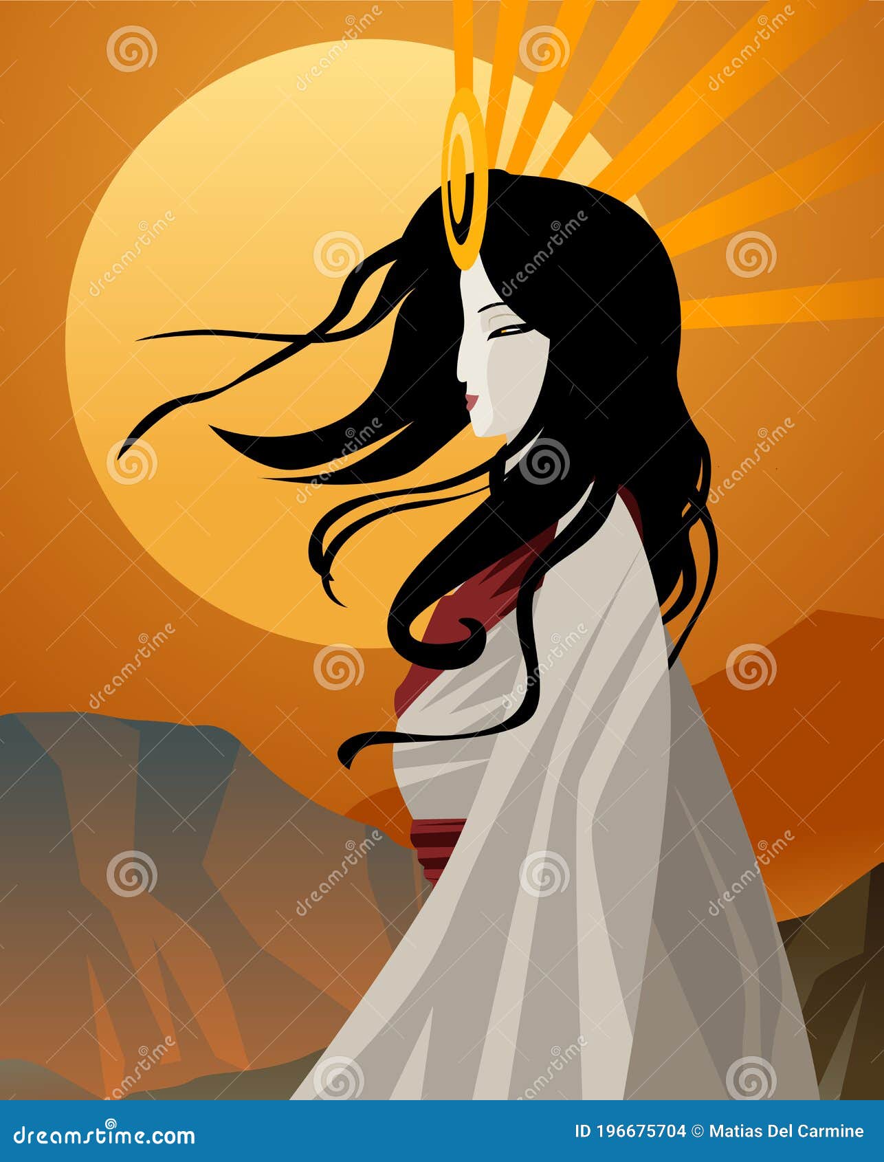 Amaterasu Shinto Sun Mythology Goddess Stock Vector - Illustration of ...