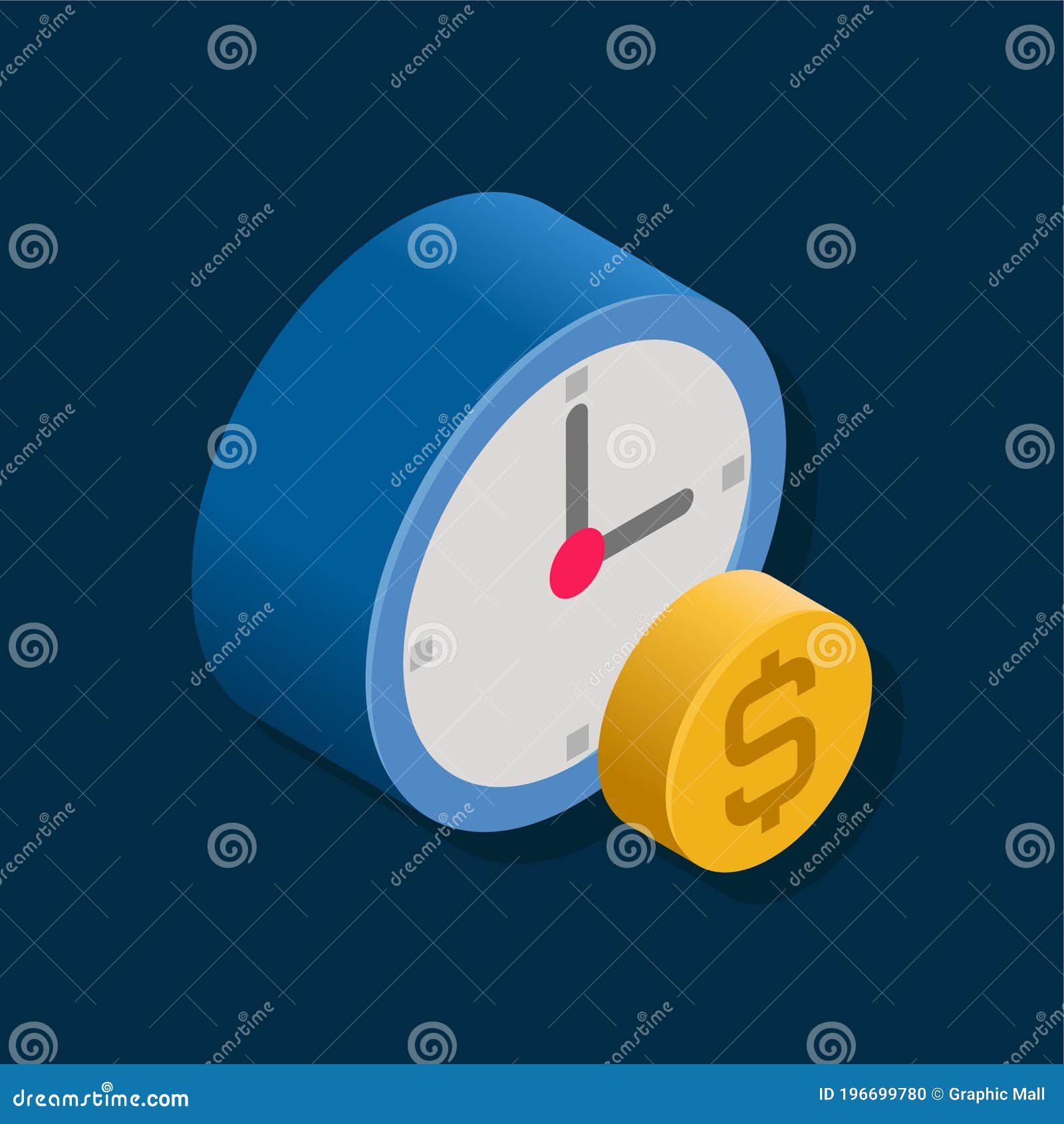 Time is Money - Isometric 3D Illustration. Stock Vector - Illustration ...