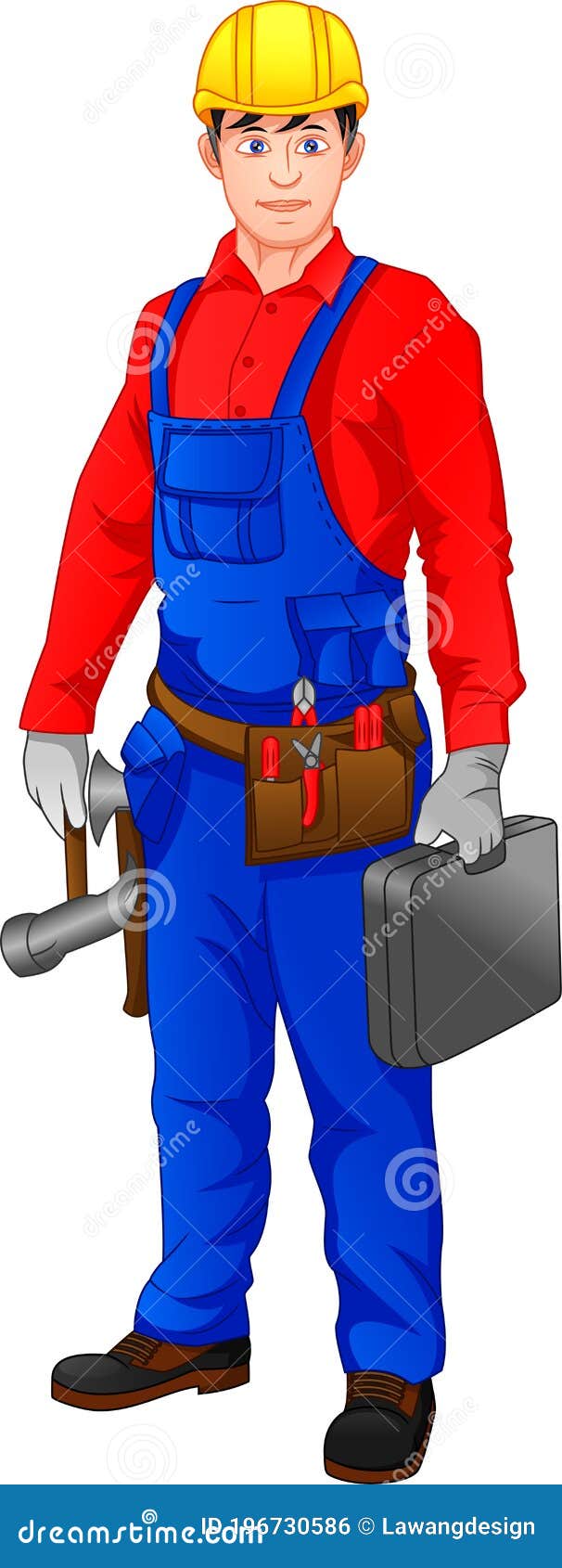Technician Holding Hammer and Toolbox Stock Vector - Illustration of ...