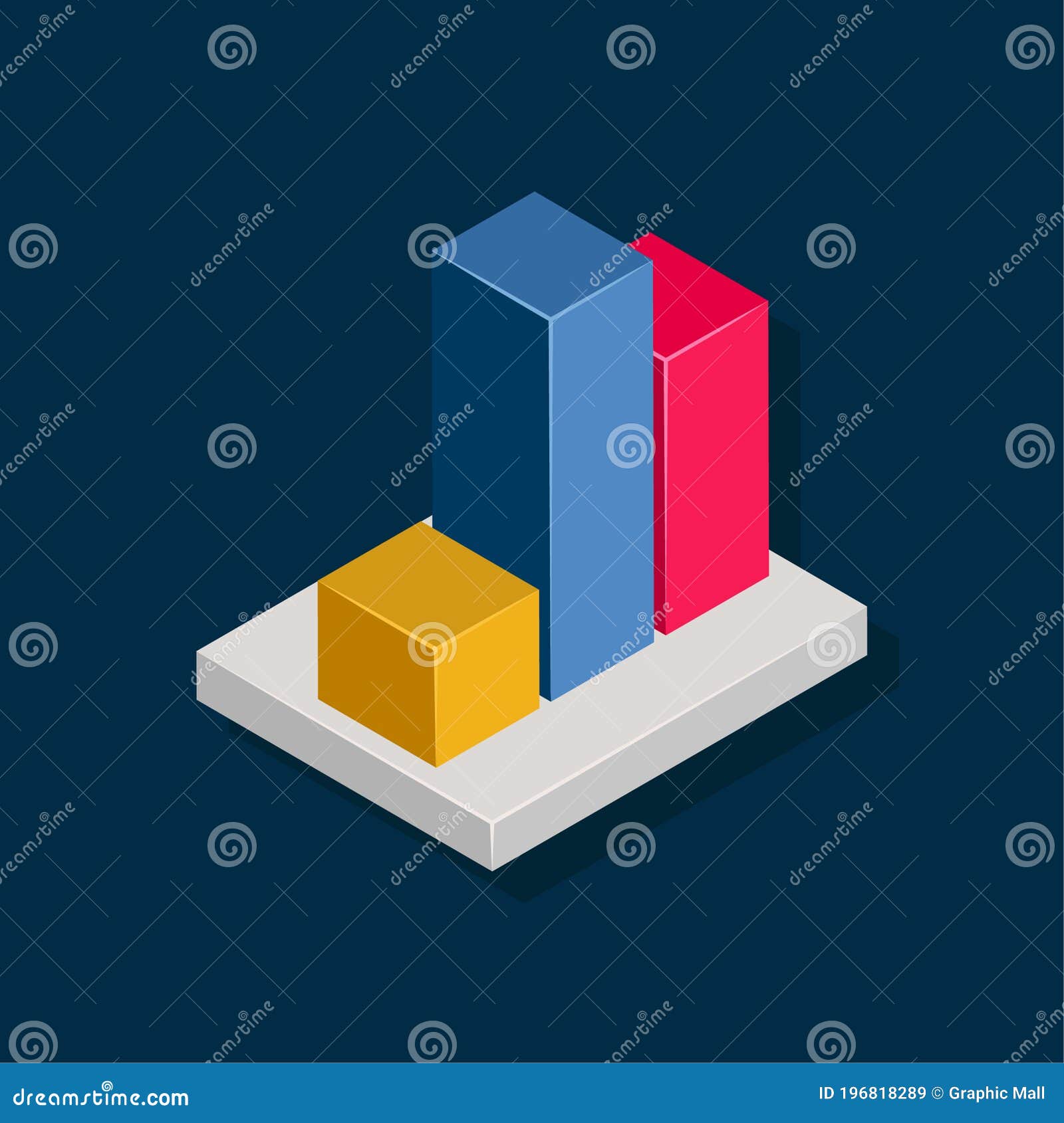 Chart - Isometric 3D Illustration. Stock Vector - Illustration of white ...