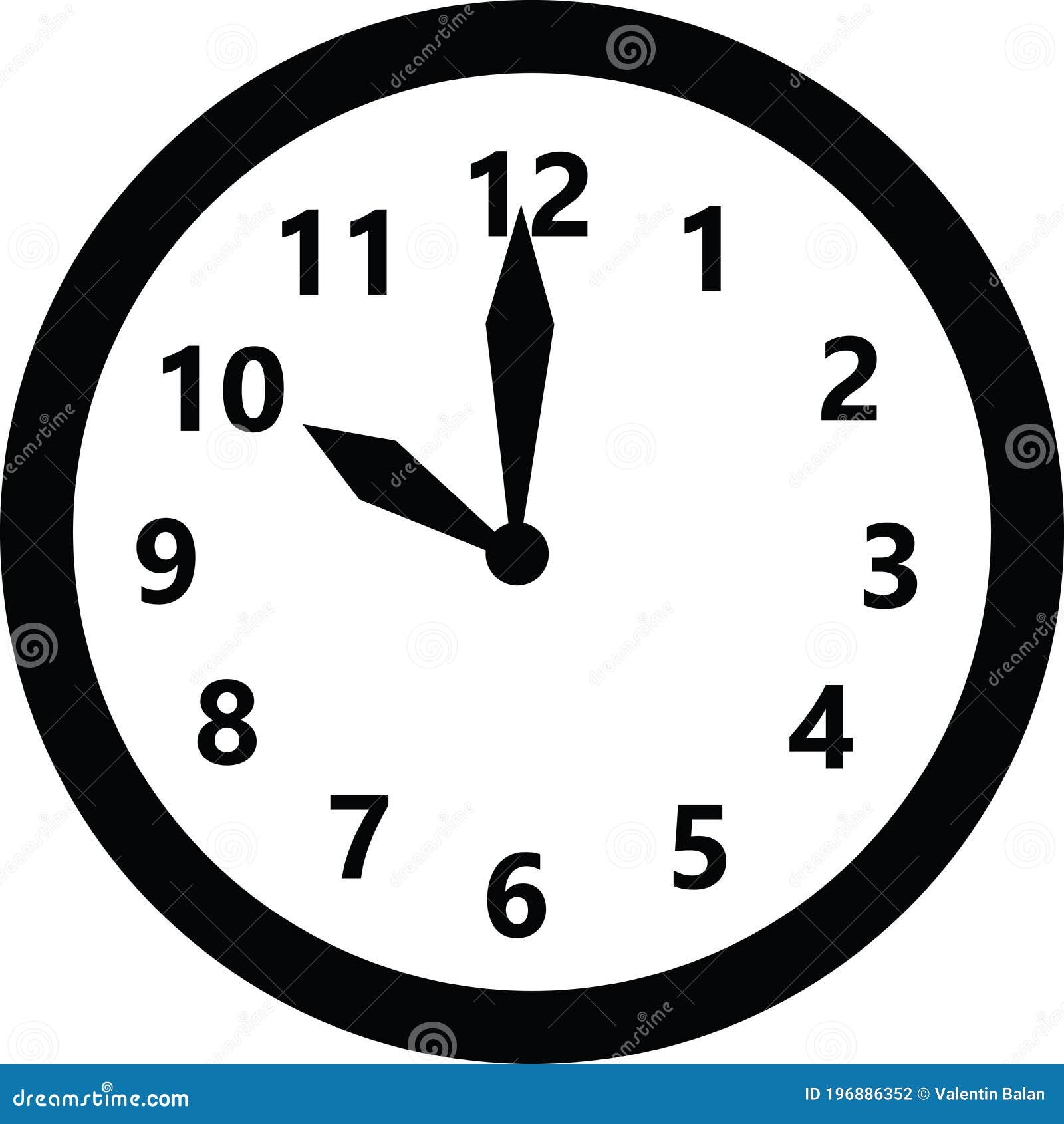 Round Clock Face Showing Ten O`clock Stock Vector - Illustration of ...