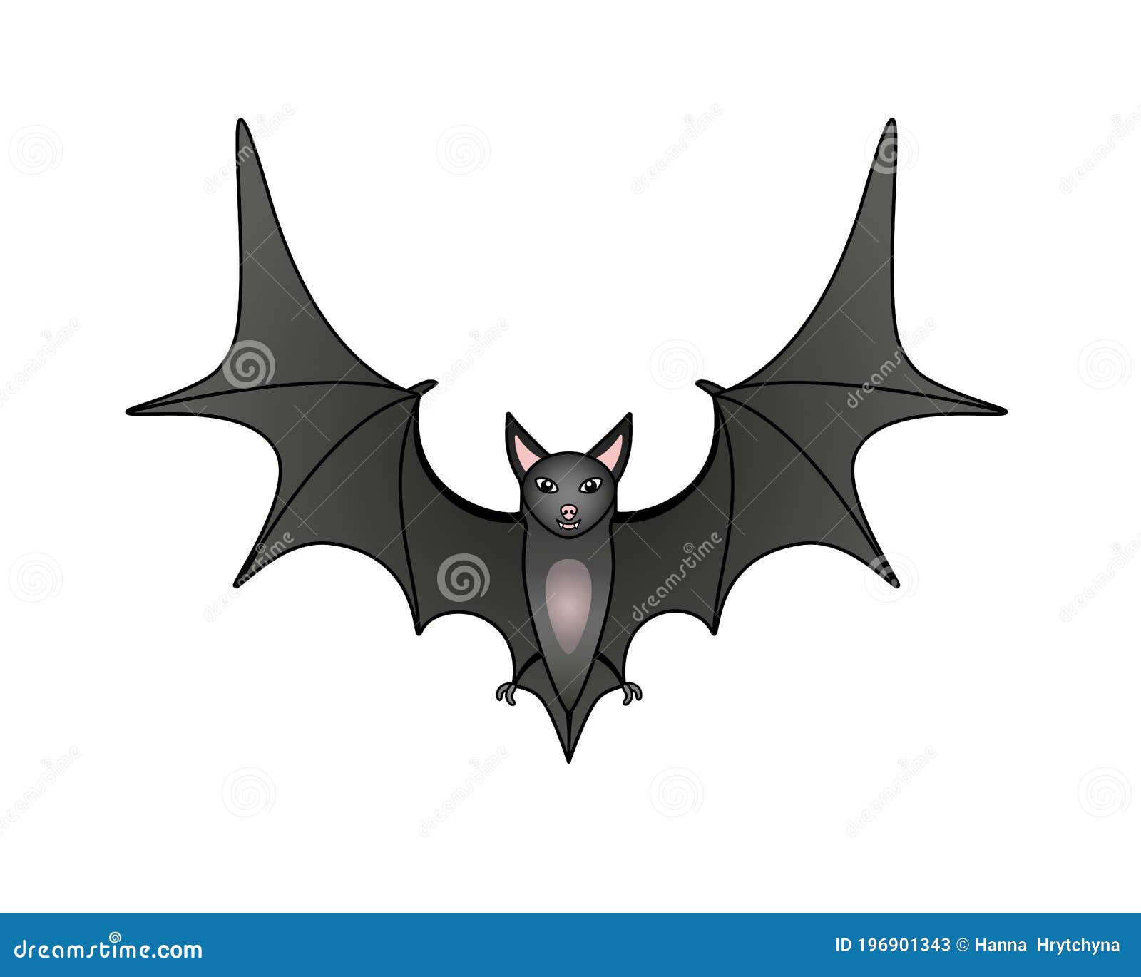 Bat - Vector Full Color Illustration. a Cute Gray Bat in Flight. the ...
