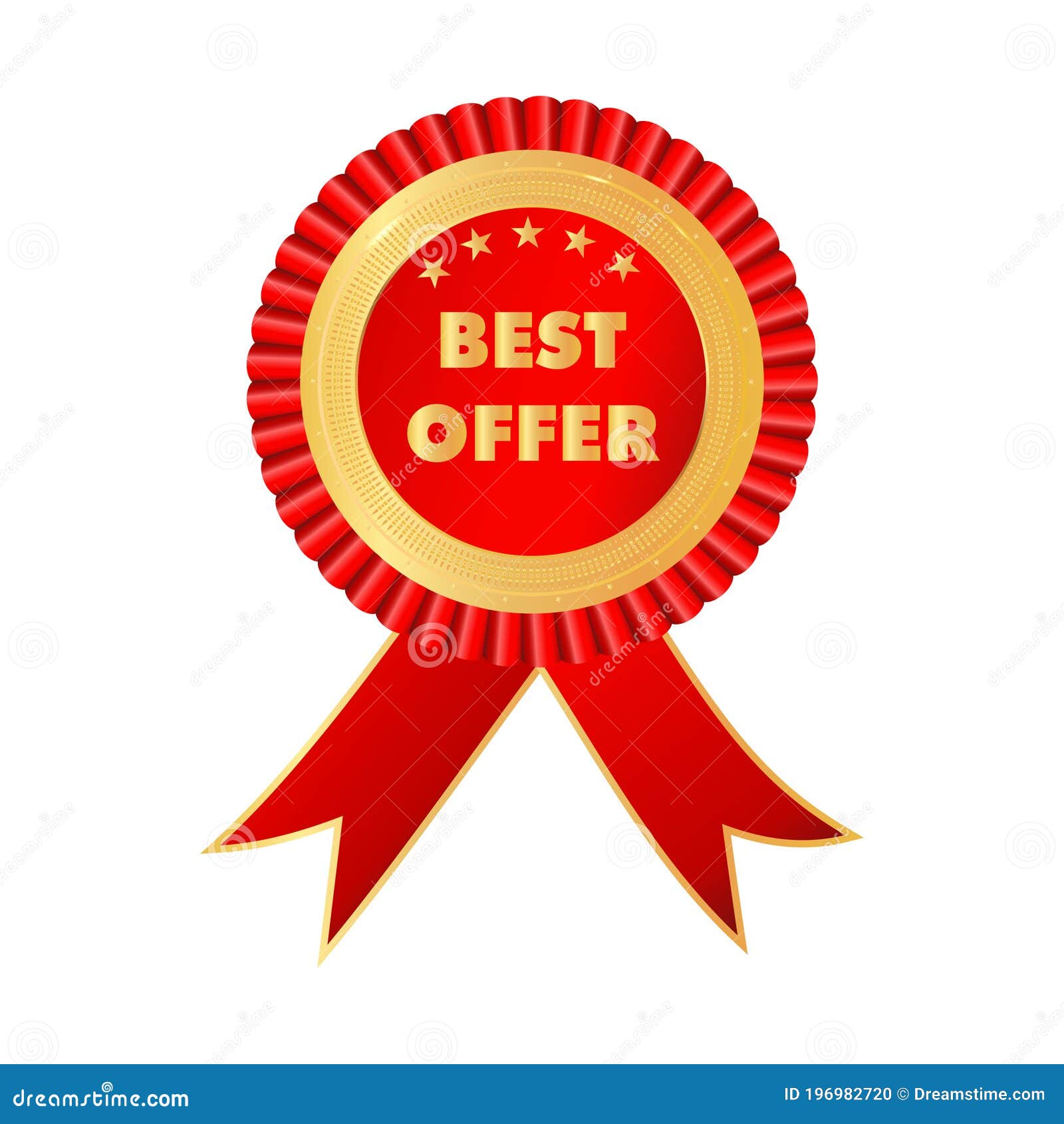 Best Offer Red Label with Stars and Ribbons. Round Sticker Icon for ...