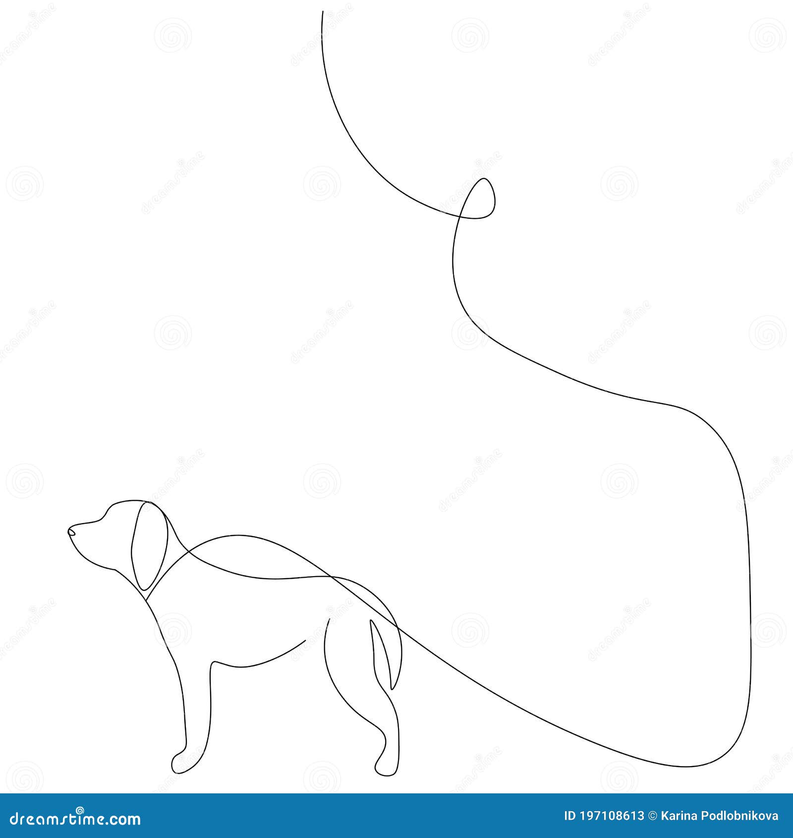 Dog One Line Drawing, Vector Stock Illustration - Illustration of ...