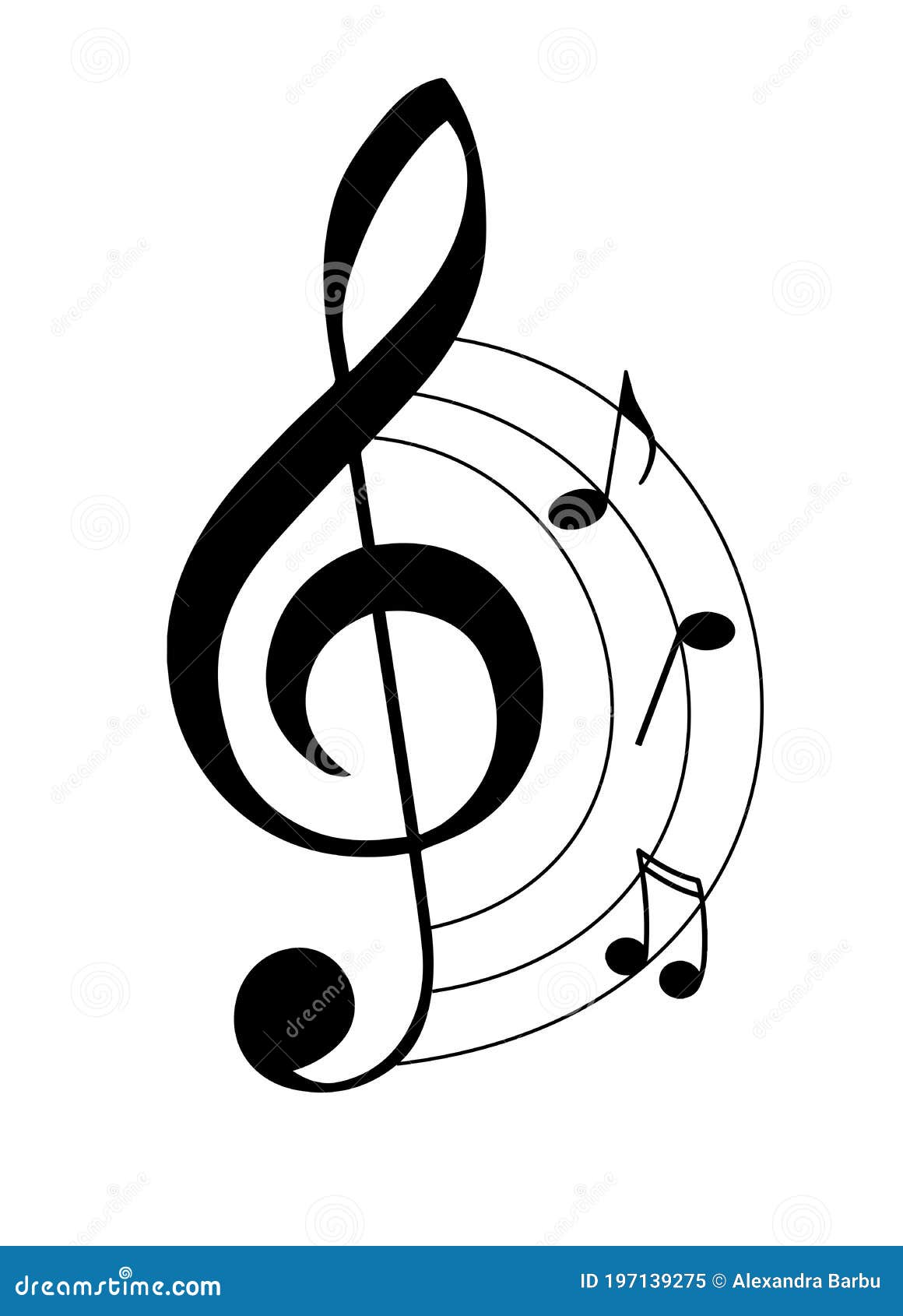 Sol Key and Musical Notes on Stave Stock Vector - Illustration of ...