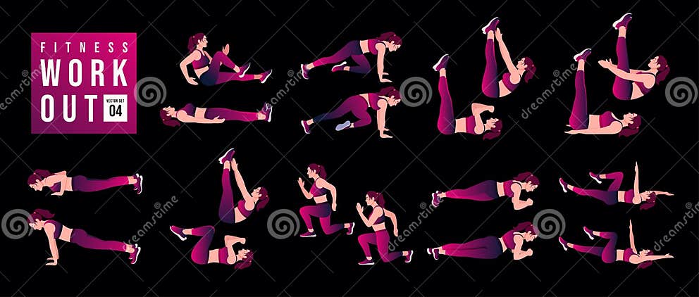 Women Workout Set stock vector. Illustration of exercising - 197150030