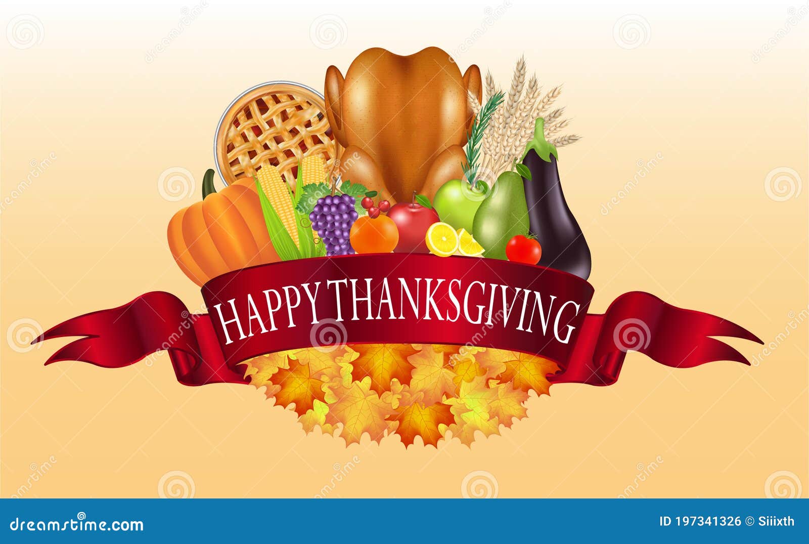 Happy Thanksgiving Celebration Traditional Flag Banner Stock Vector ...