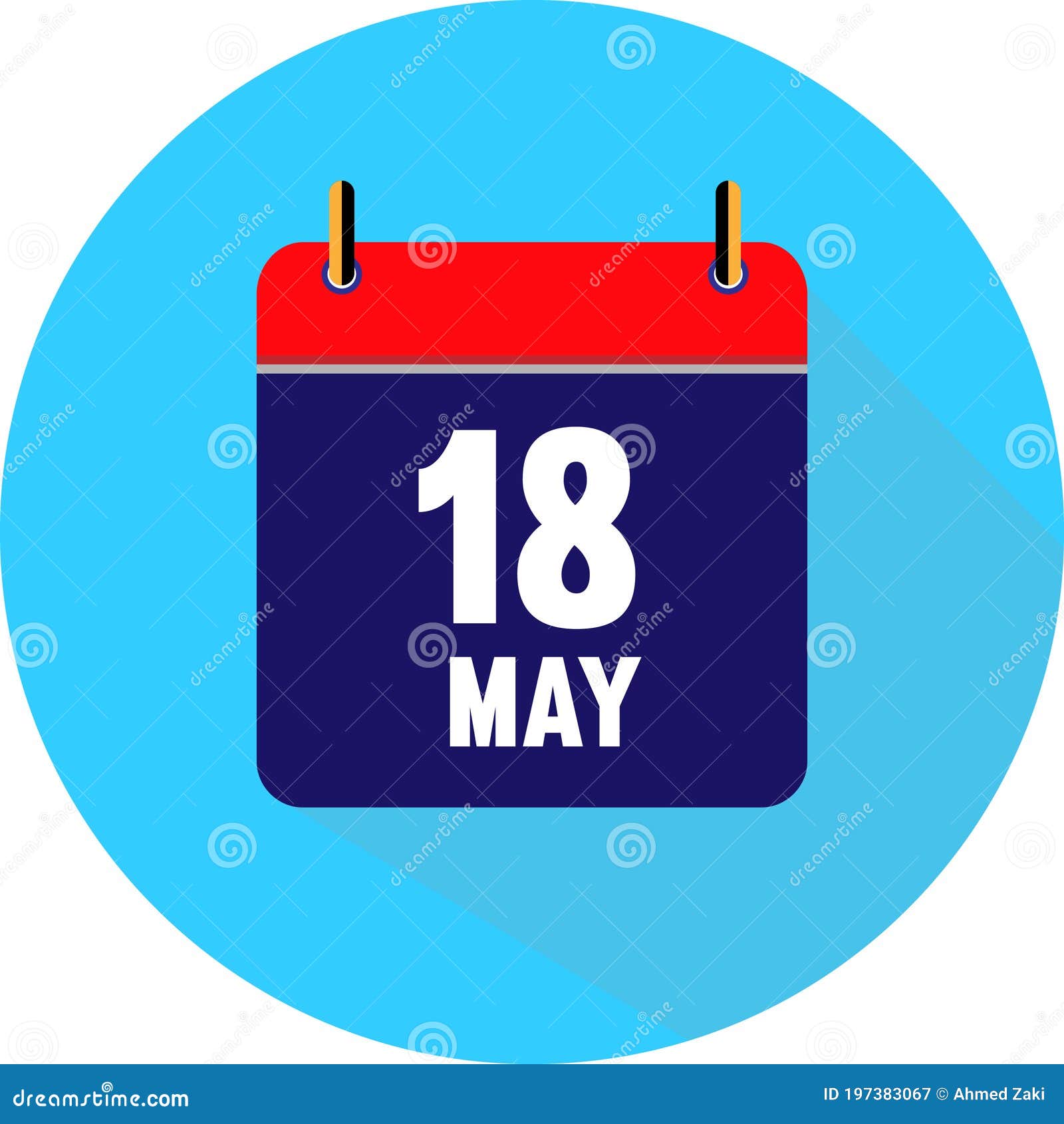 May 18. Vector Flat daily Calendar Icon. Date and Time, Day, Month ...