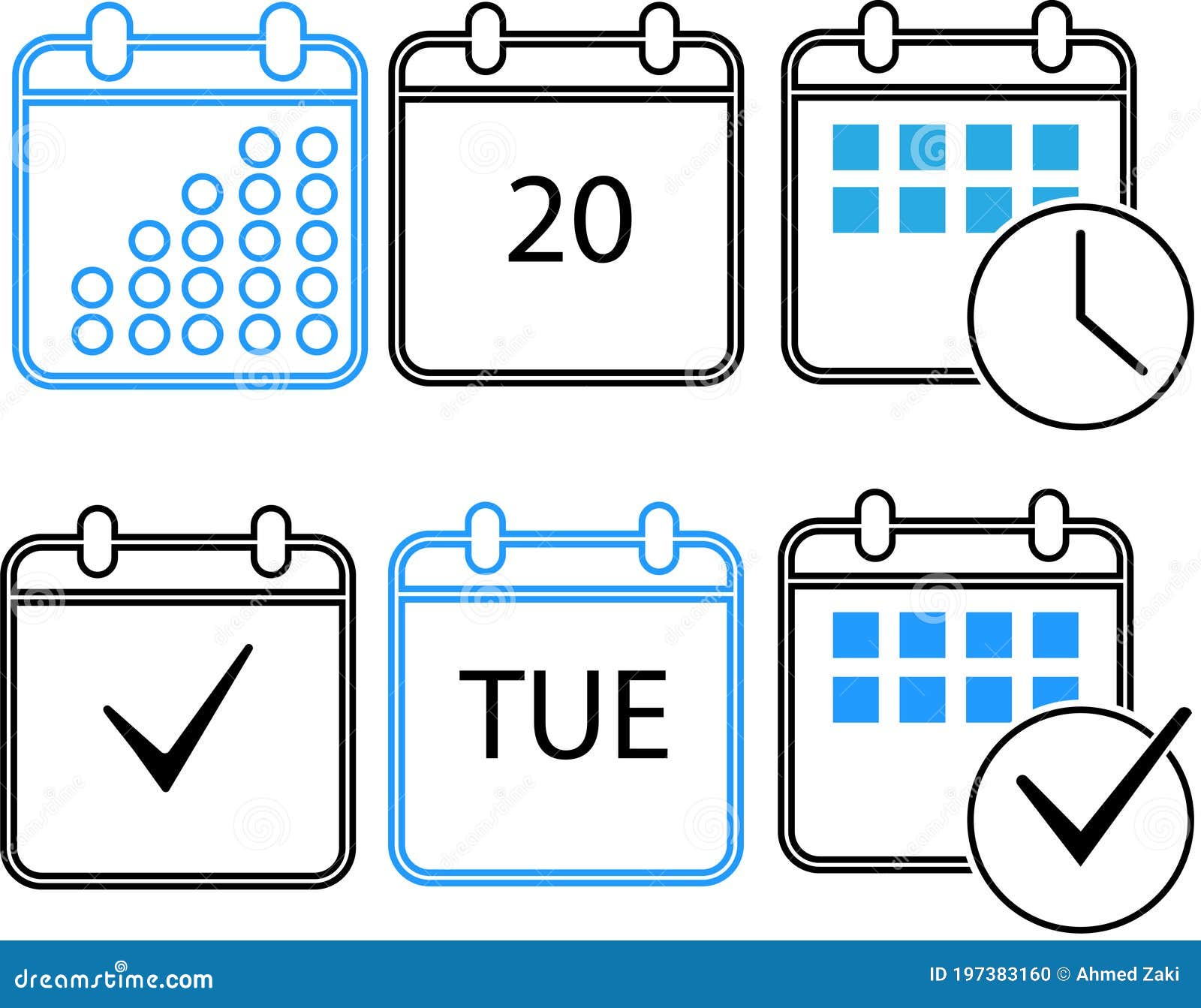 Flat Design Calendar Icon Set Stock Vector - Illustration of business ...