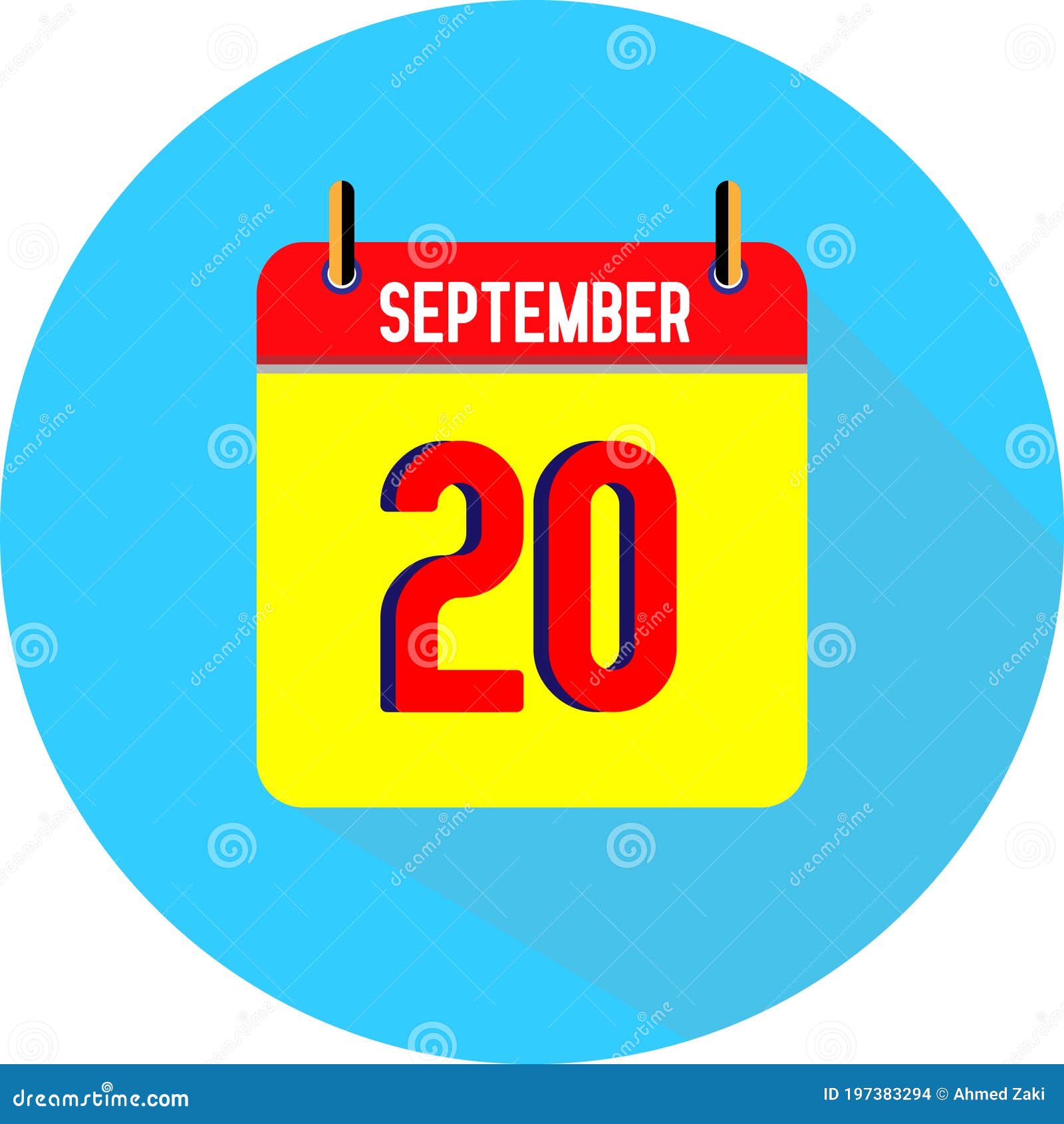 September 20. Vector Flat daily Calendar Icon. Date and Time, Day ...