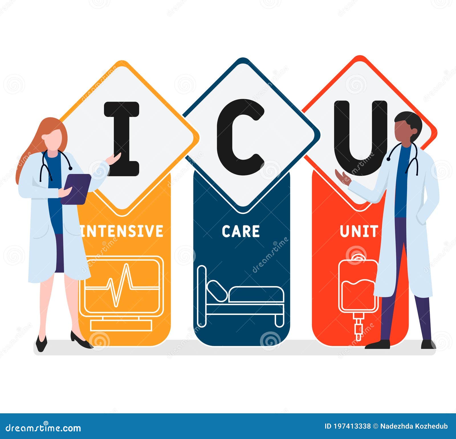 Flat Design with People. ICU - Intensive Care Unit, Medical Concept ...