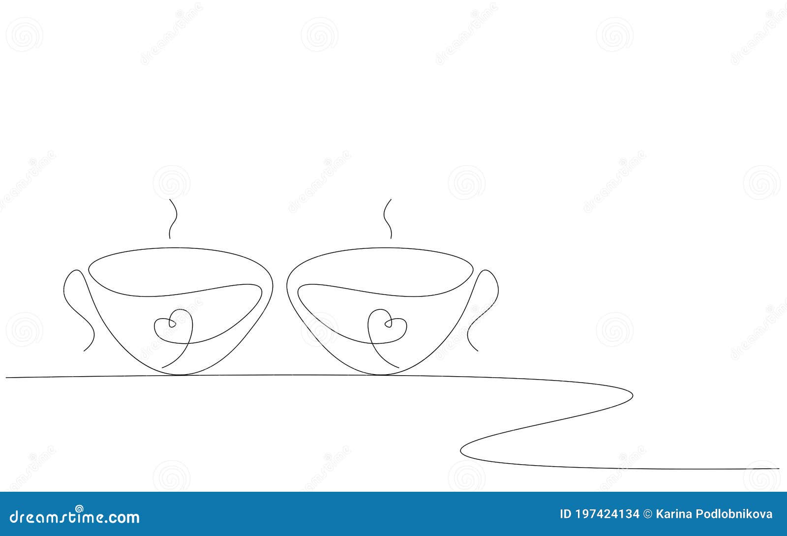 Cup of Coffee with Heart Line Draw. Vector Stock Vector - Illustration ...