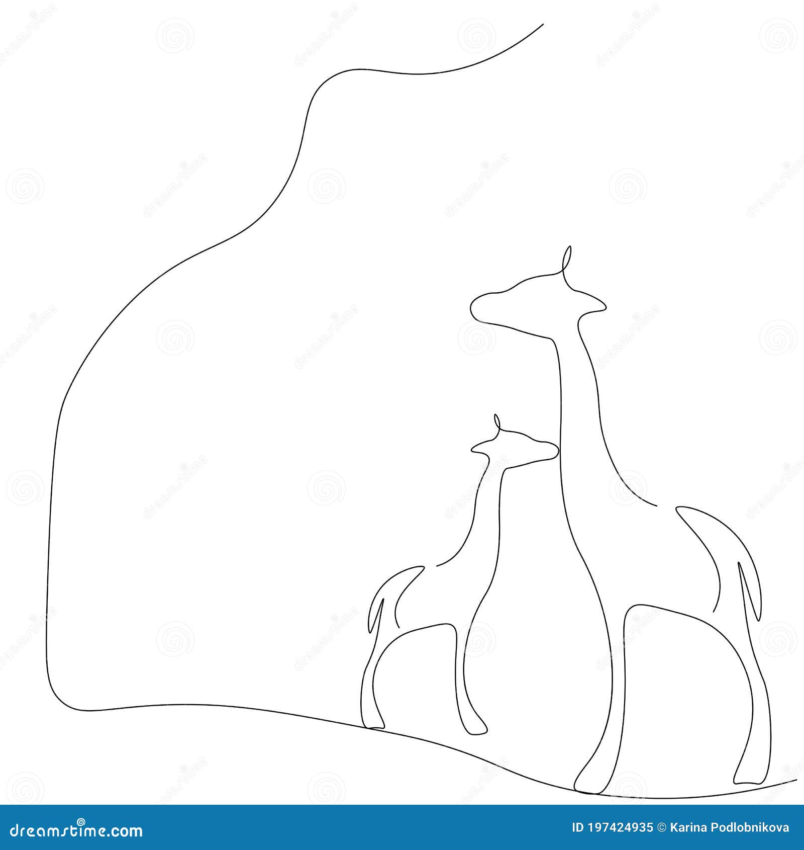 Giraffe One Line Drawing, African. Vector Illustration Stock Vector ...