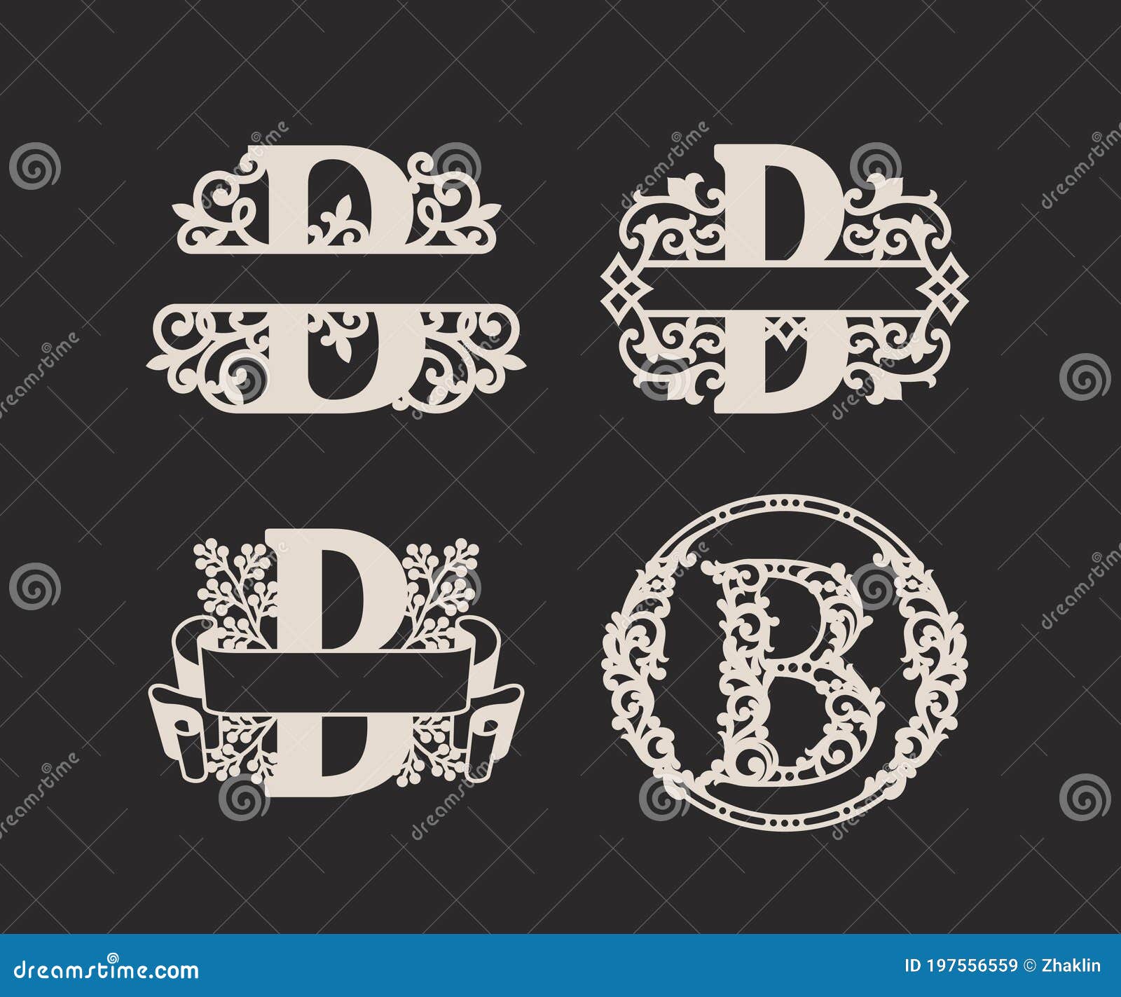 Alphabet Split Monograms, Split Letter Monogram, Alphabet Frame Font ...