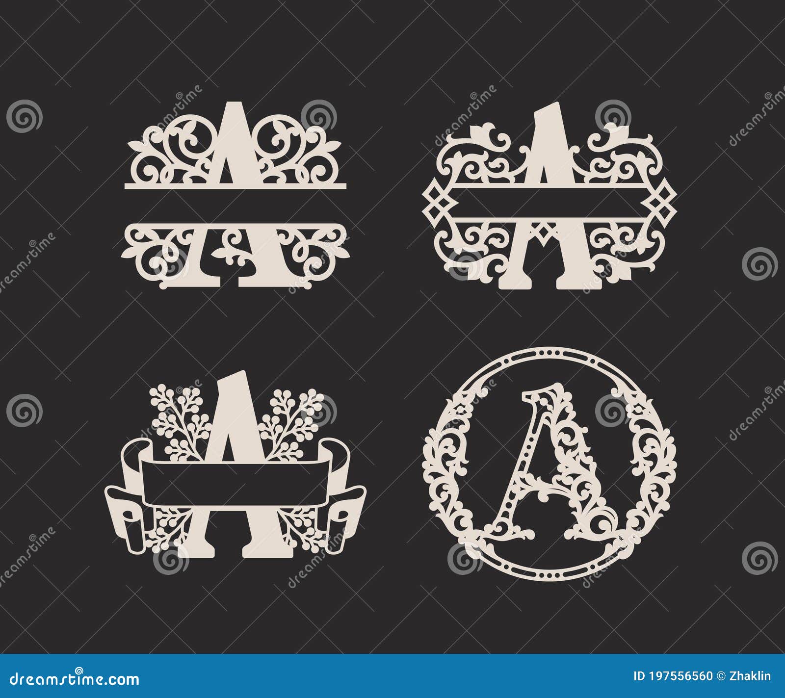 A Split Monograms, Split Letter Monogram, Alphabet Frame Font. Laser ...