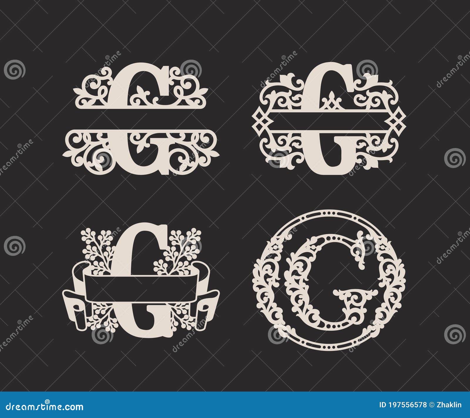Alphabet Split Monograms, Split Letter Monogram, Alphabet Frame Font ...